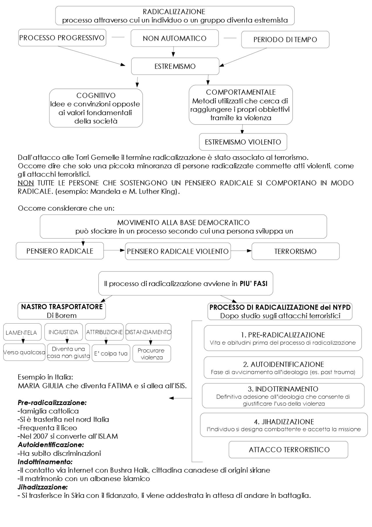 mappa deradicalizzazione | Schemi e mappe concettuali di Pedagogia | Docsity