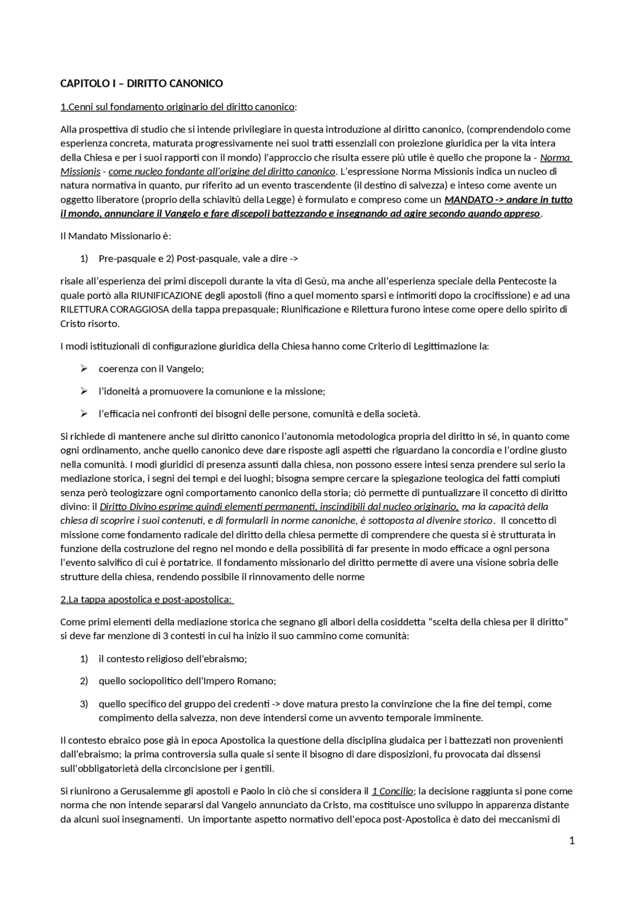 Riassunto Diritto Canonico Docsity