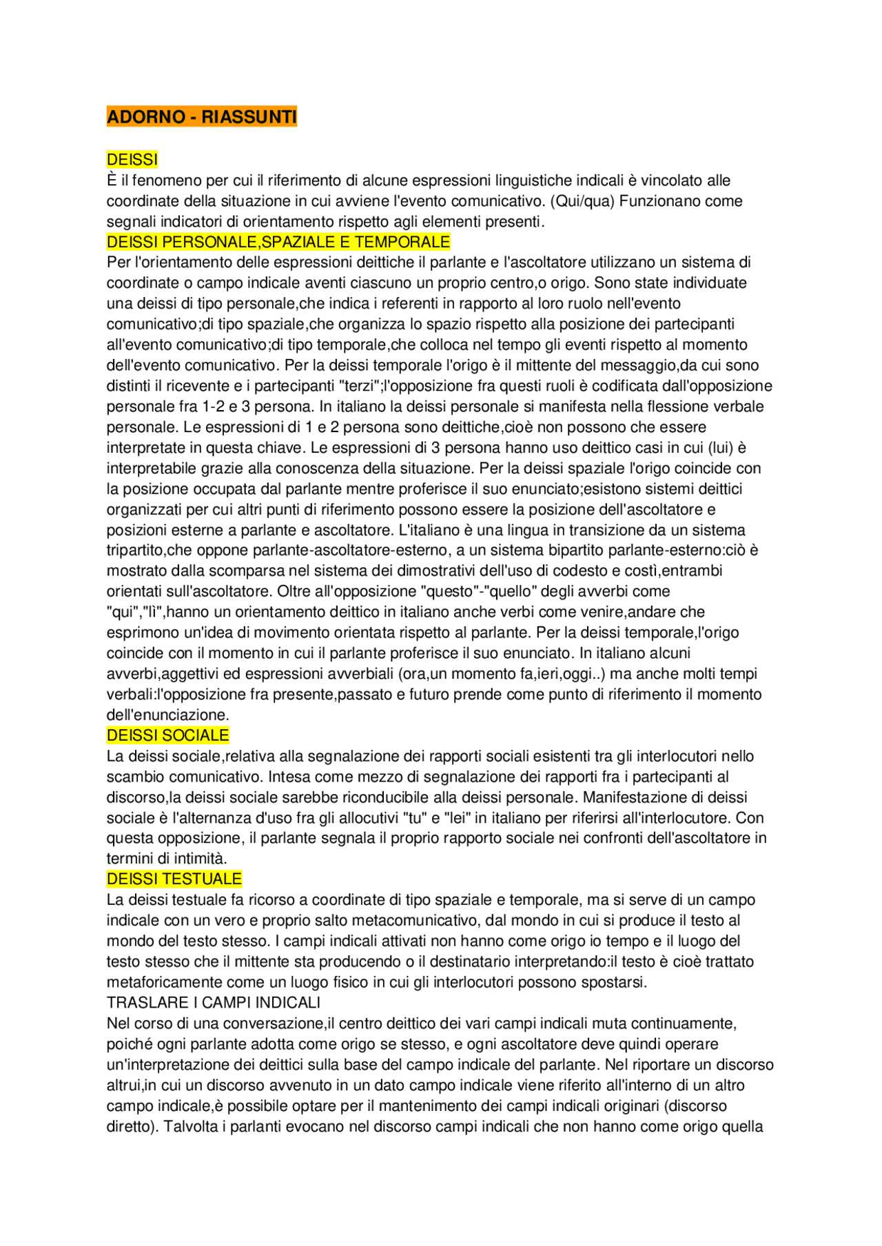 Adorno Che Cosè La Pragmatica Linguistica Docsity