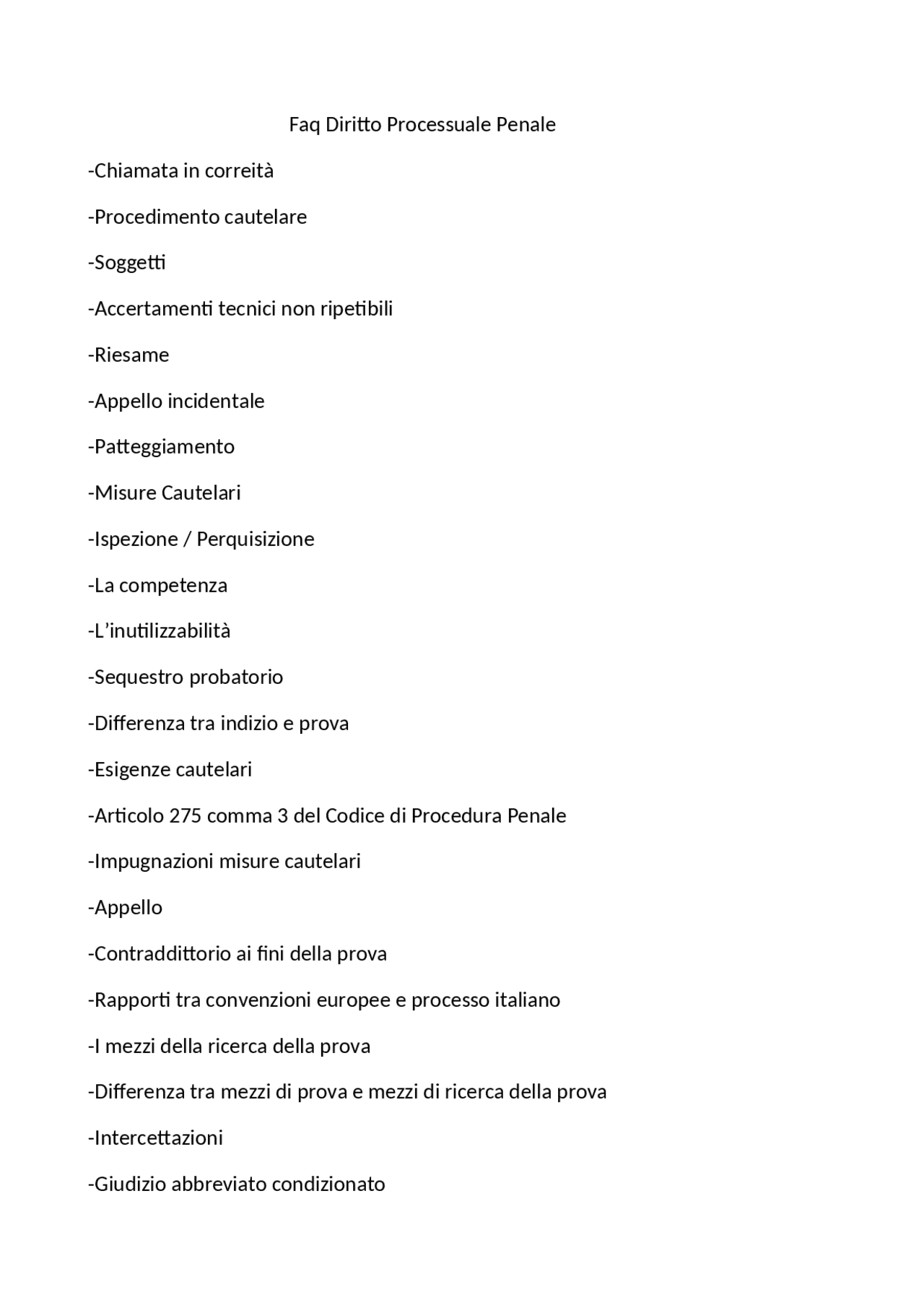 Domande Frequenti Esame Orale Processuale Penale Prove Desame Di