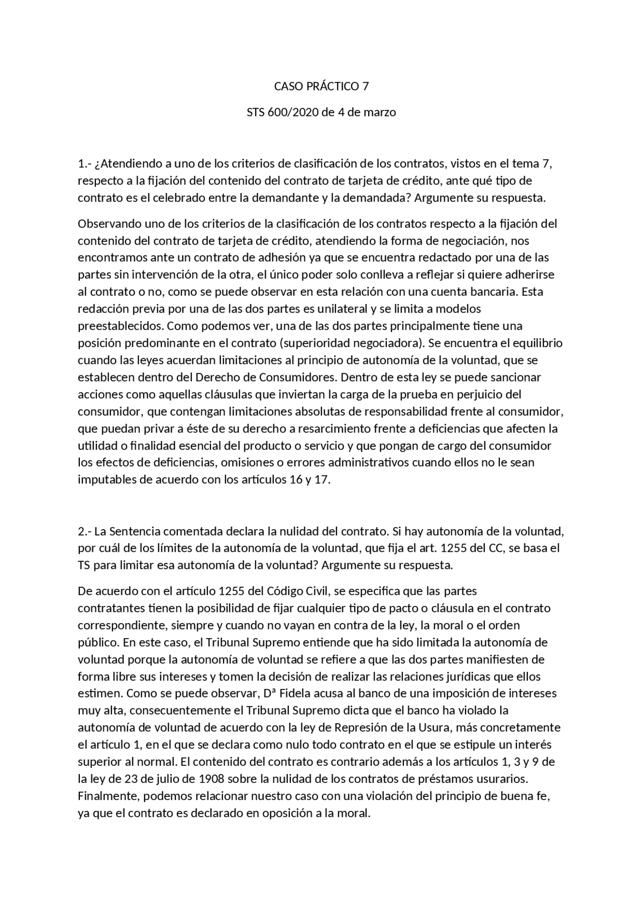 Práctica De Derecho Civil Ii Docsity