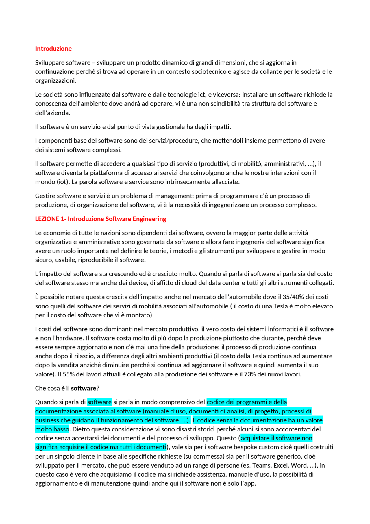 Software Engineering Docsity
