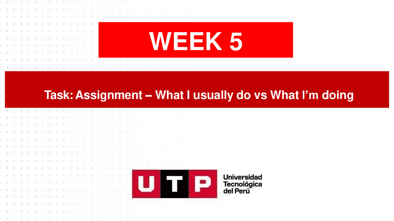 TASK-Week 5 - INGLES II | Diapositivas de Inglés Técnico - Docsity
