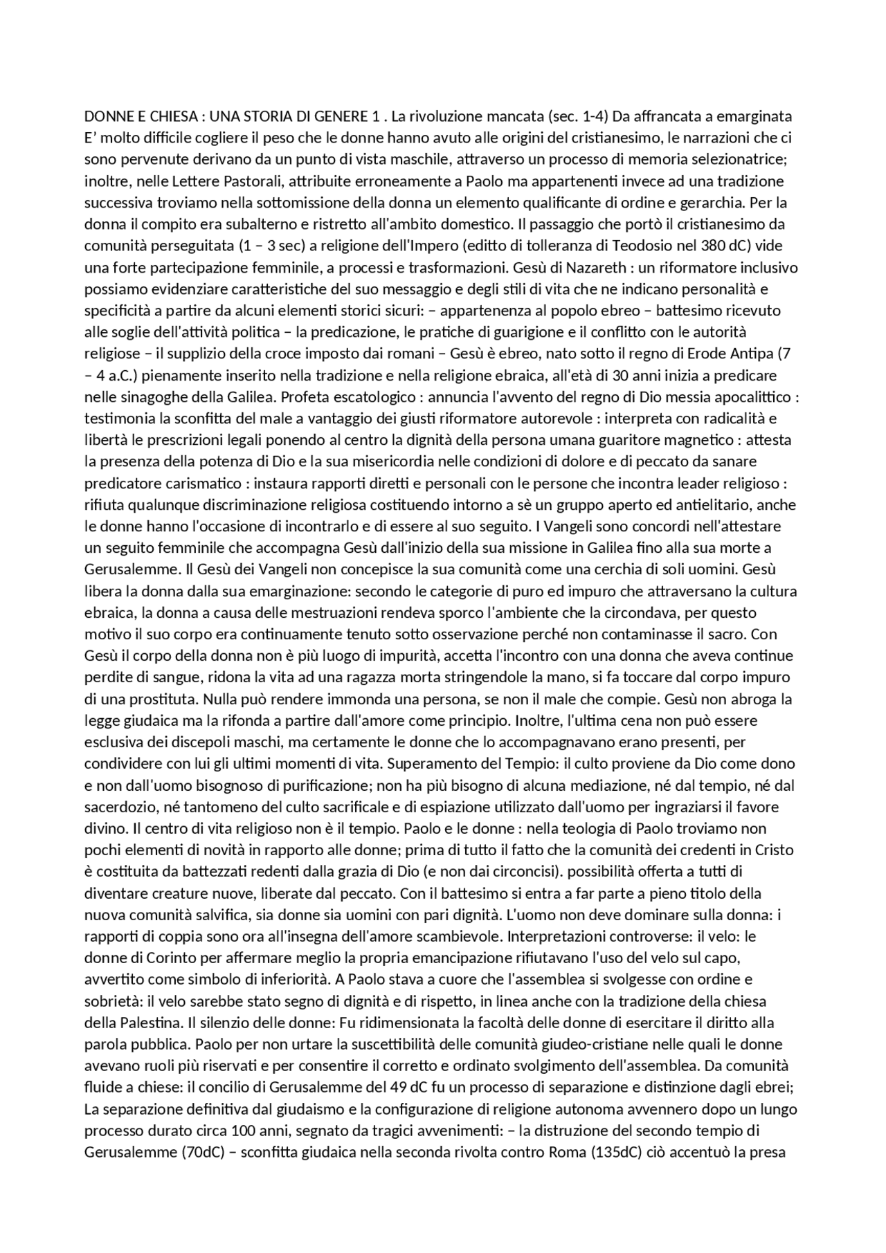 Donne E Chiesa Libro Docsity