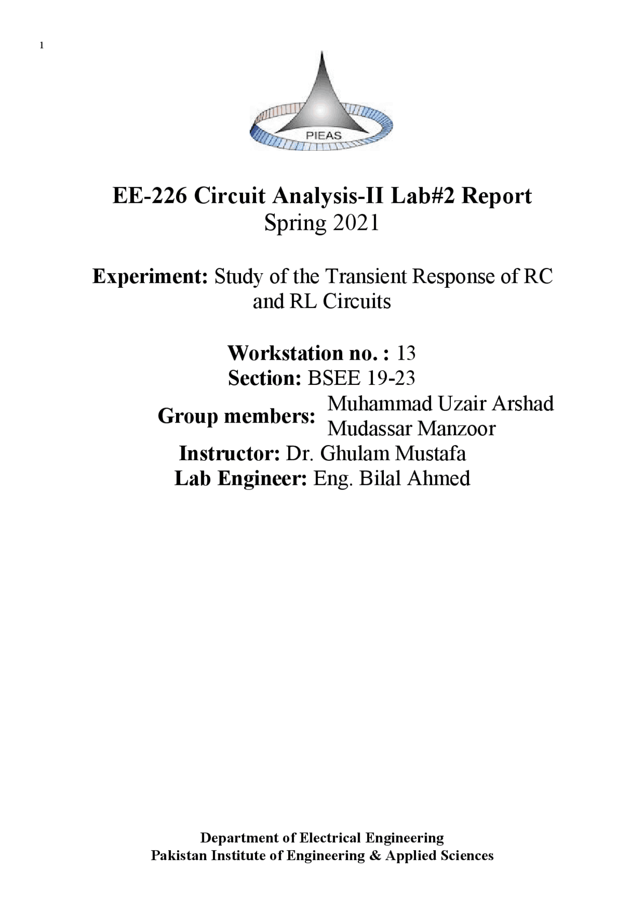 Circuit Analysis Lab Reports 2 Lab Reports Electrical Circuit Analysis Docsity