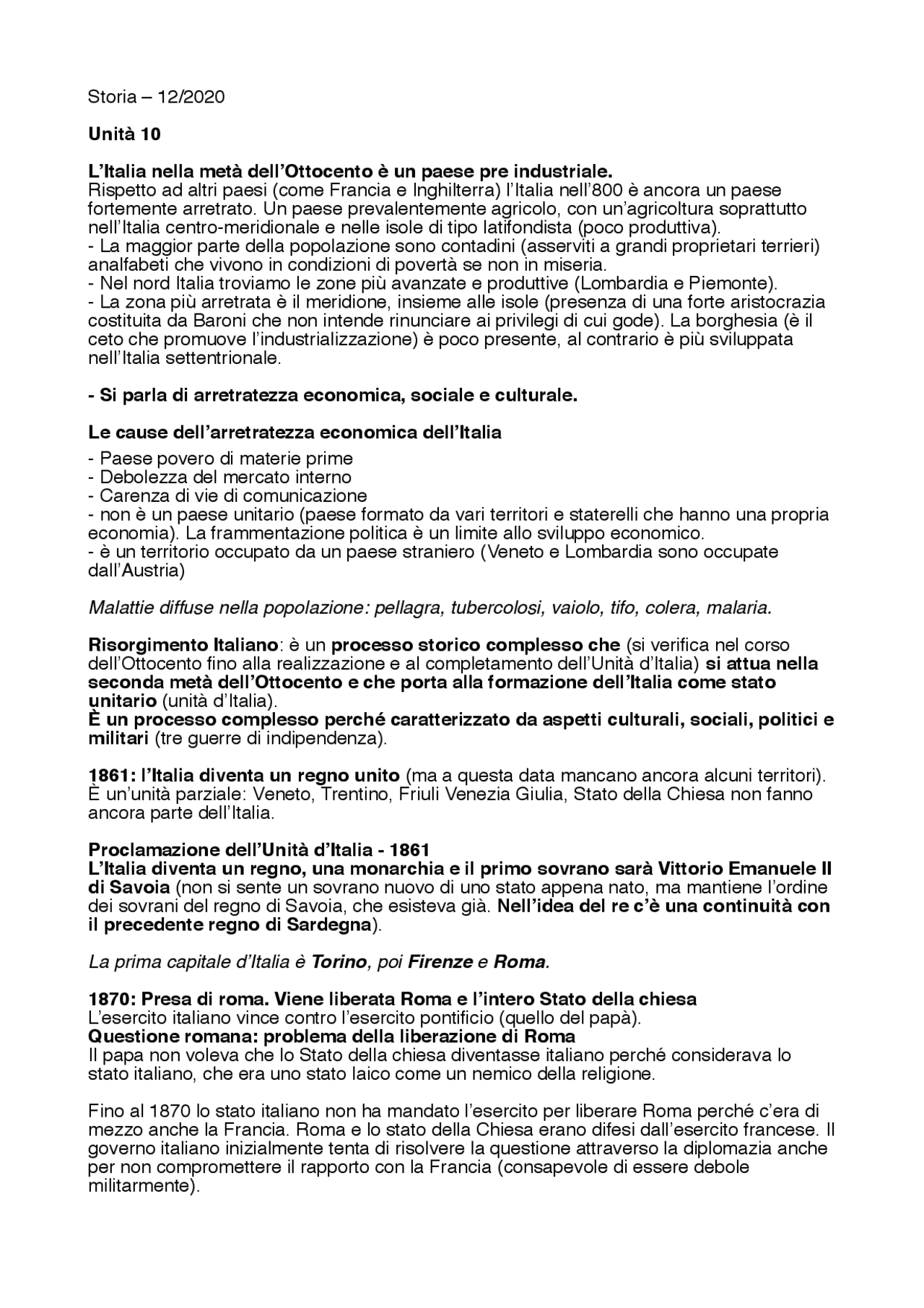 Appunti Di Storia Quinta Superiore Docsity