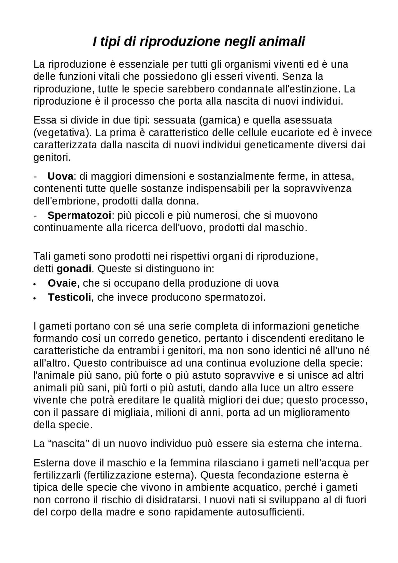 I Tipi Di Riproduzione Docsity