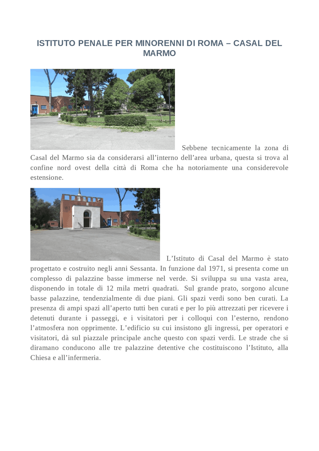 Istituto Penale Per Minorenni Di Roma Docsity