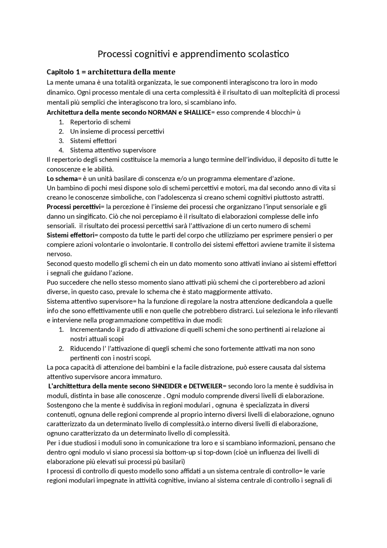 Memoria a lungo termine: modelli e processi | Appunti di Psicopedagogia | Docsity