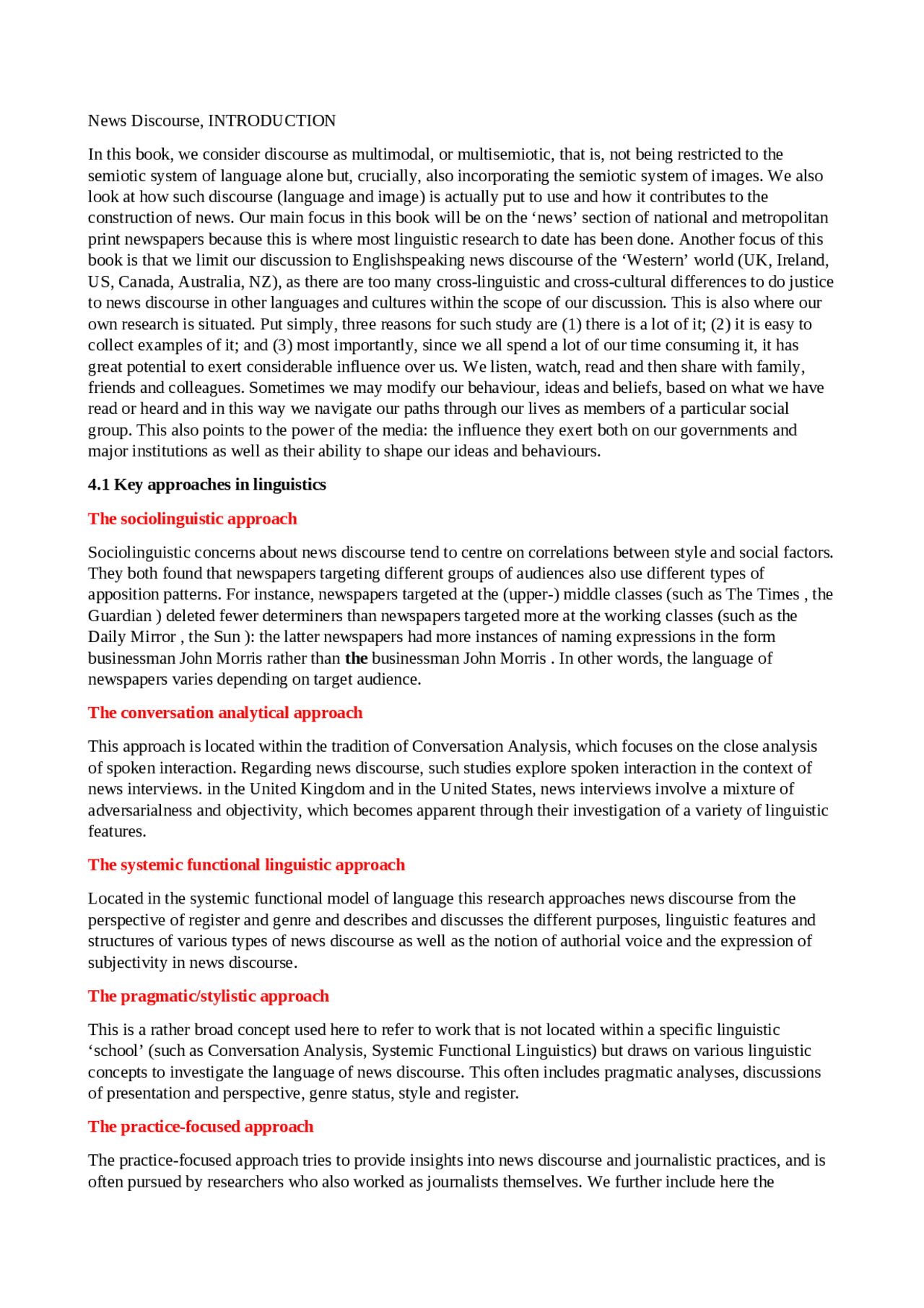 News Discourse Lingua E Traduzione Inglese 1 Docsity