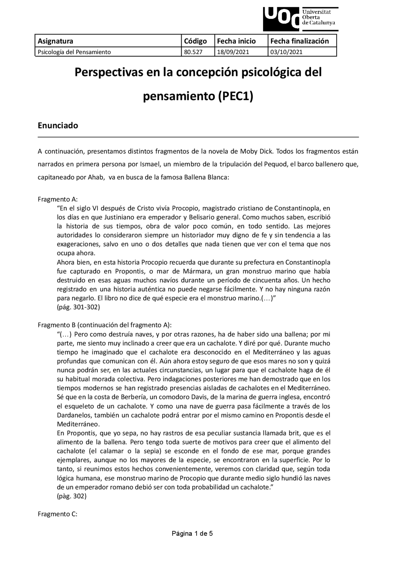 Pec 1 de psico de pensamiento - Docsity