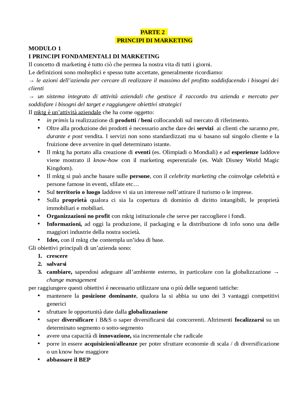 Principi Di Marketing Docsity