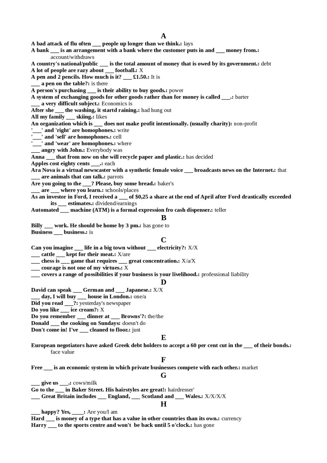 Risposte Multiple Ordine Alfabetico Docsity