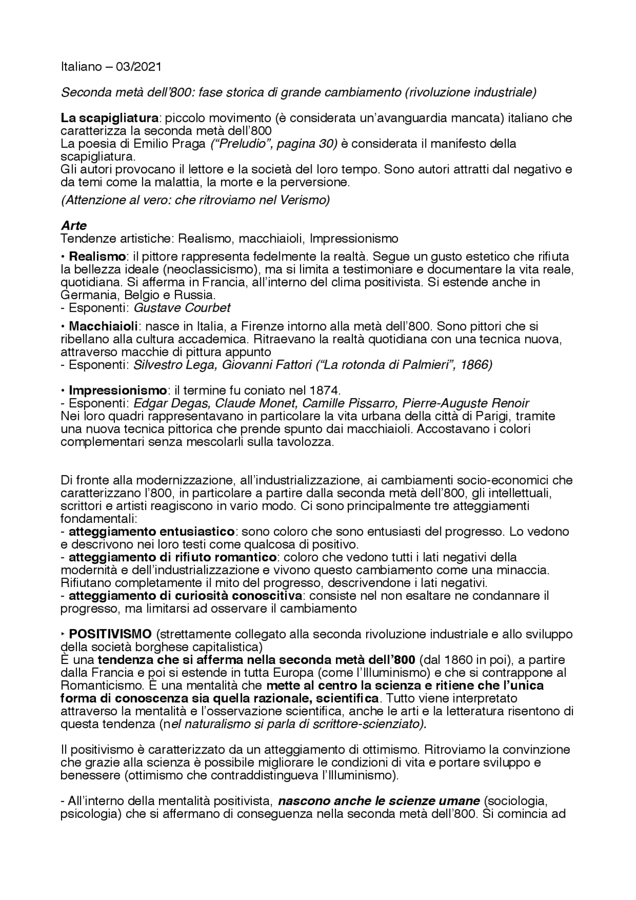 Giovanni Verga Appunti Di Italiano Quinta Superiore Docsity