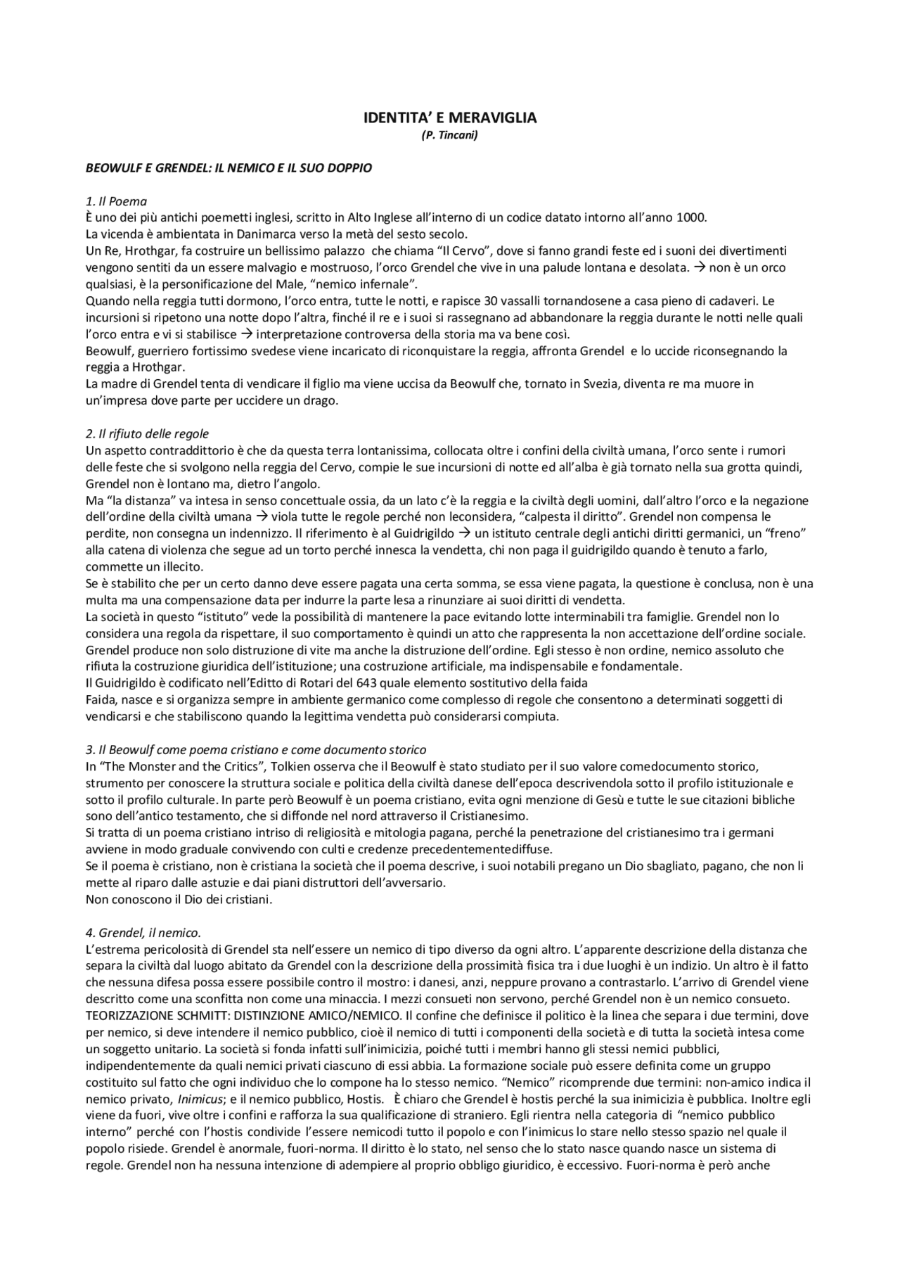 Identità E Meraviglia P Tincani Docsity