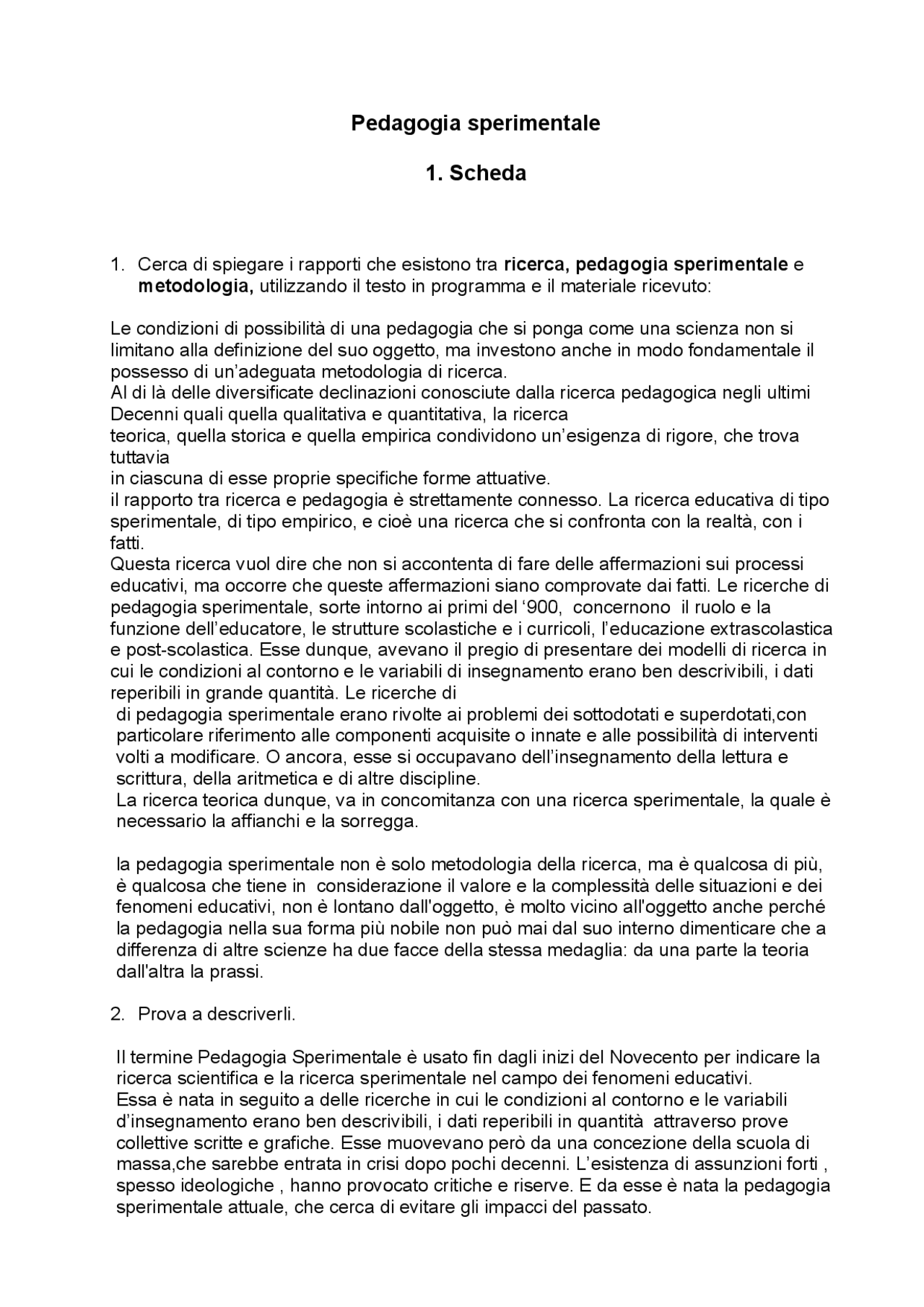 Consegna N 7 Esame Pedagogia Sperimentale Docsity
