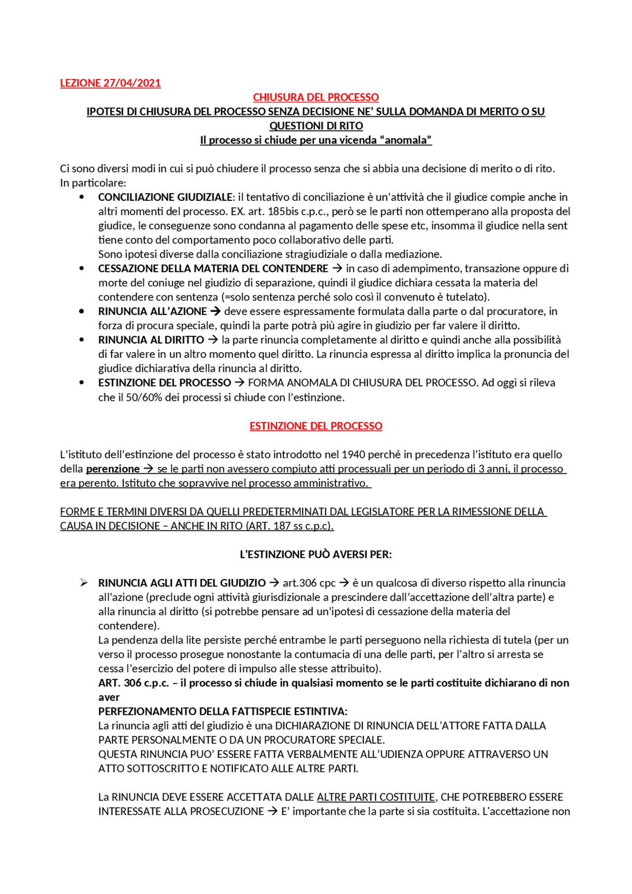 La Chiusura Del Processo Docsity