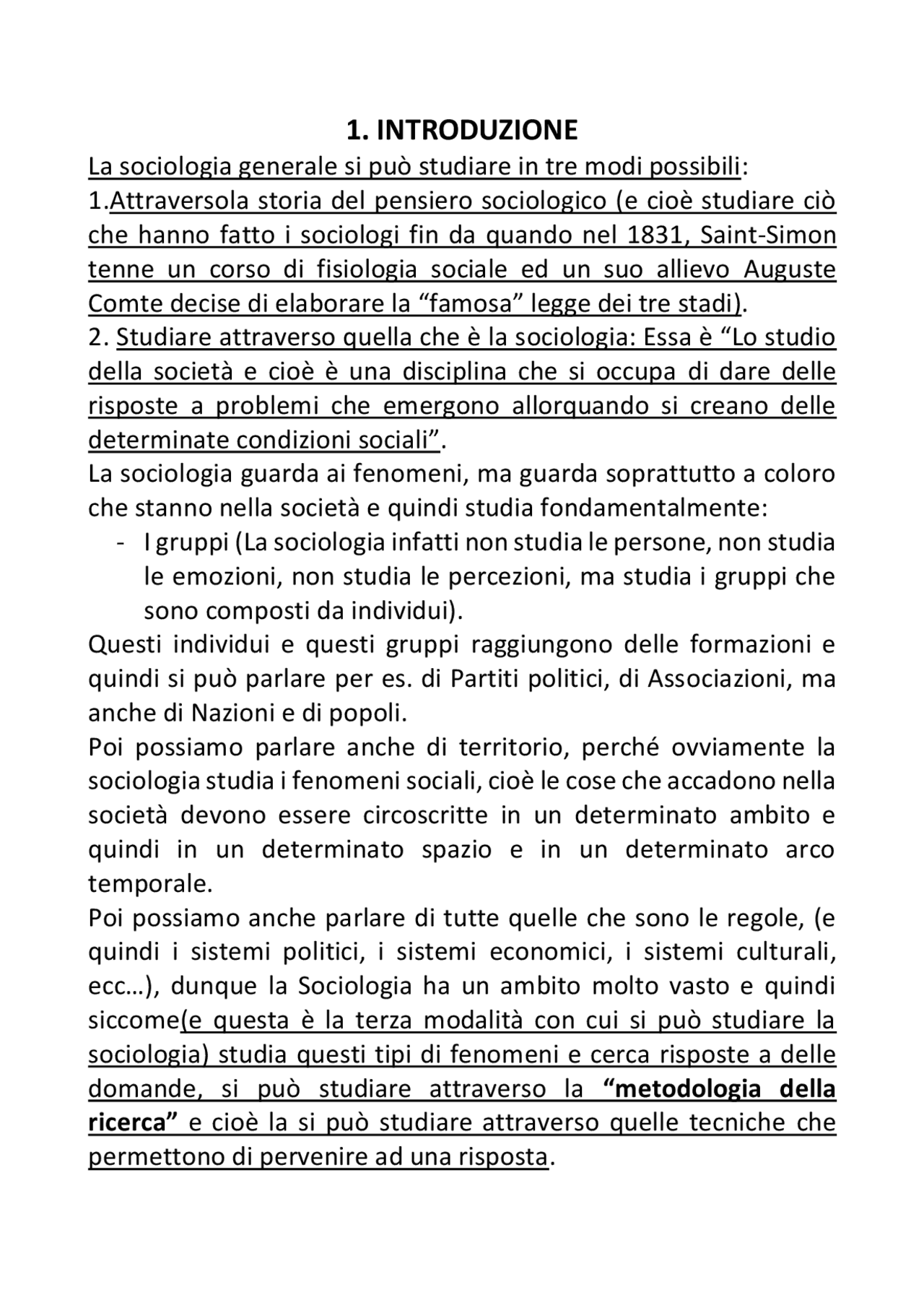 Il Pensiero Sociologico Docsity