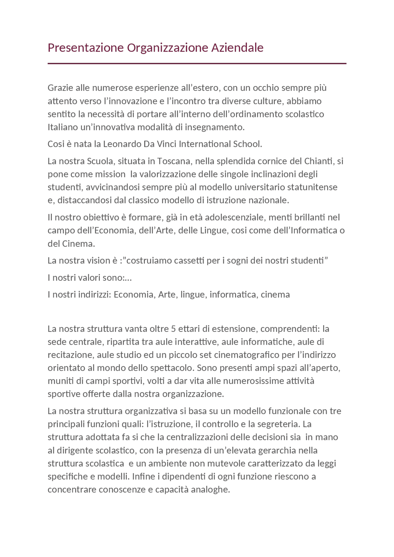 Progettazione Organizzativa Docsity