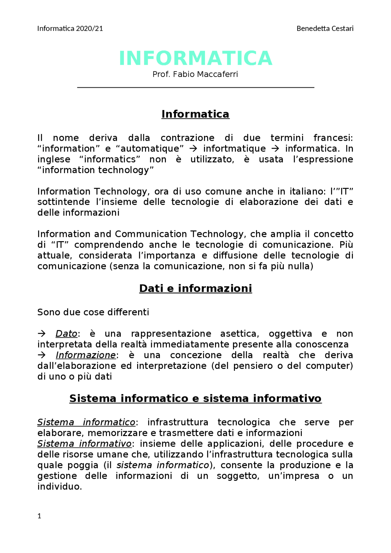 Appunti Di Informatica Docsity