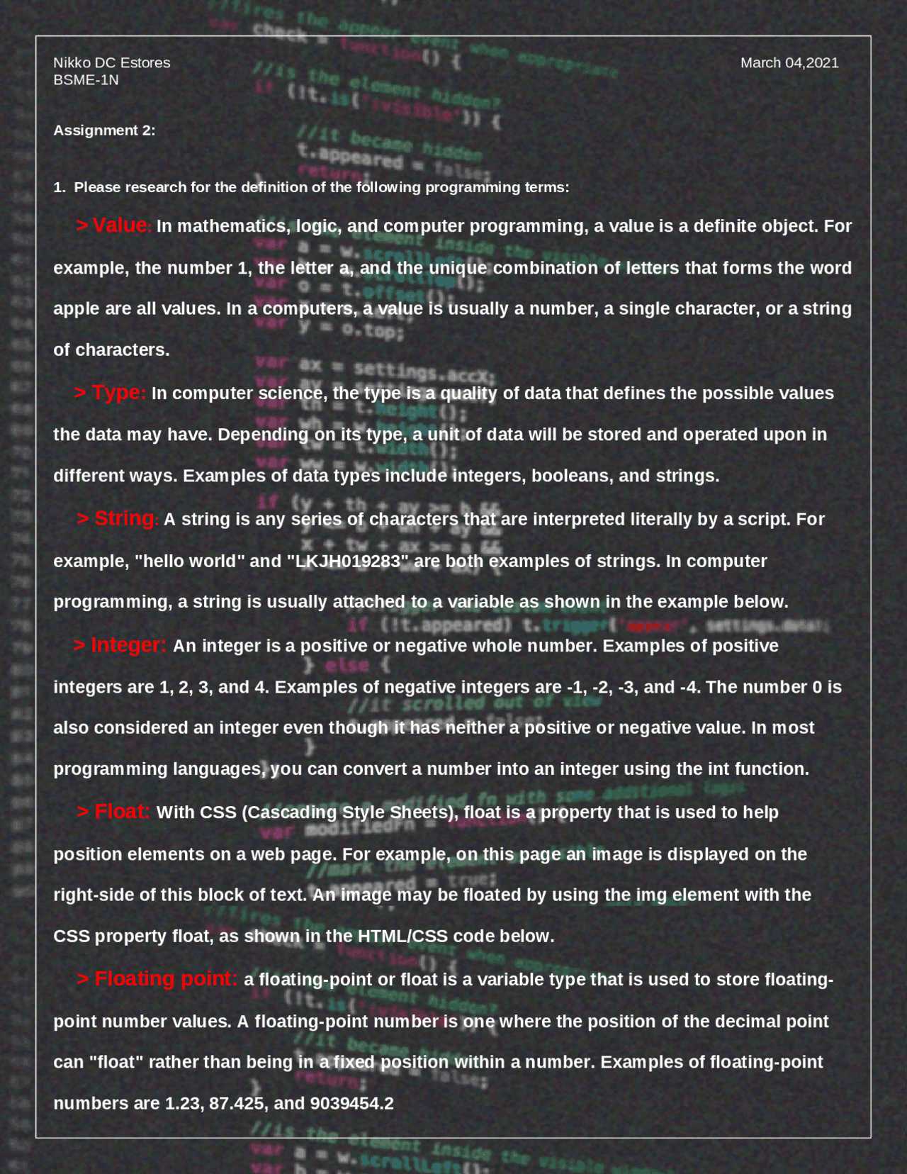 Intro To Programming Language Docsity