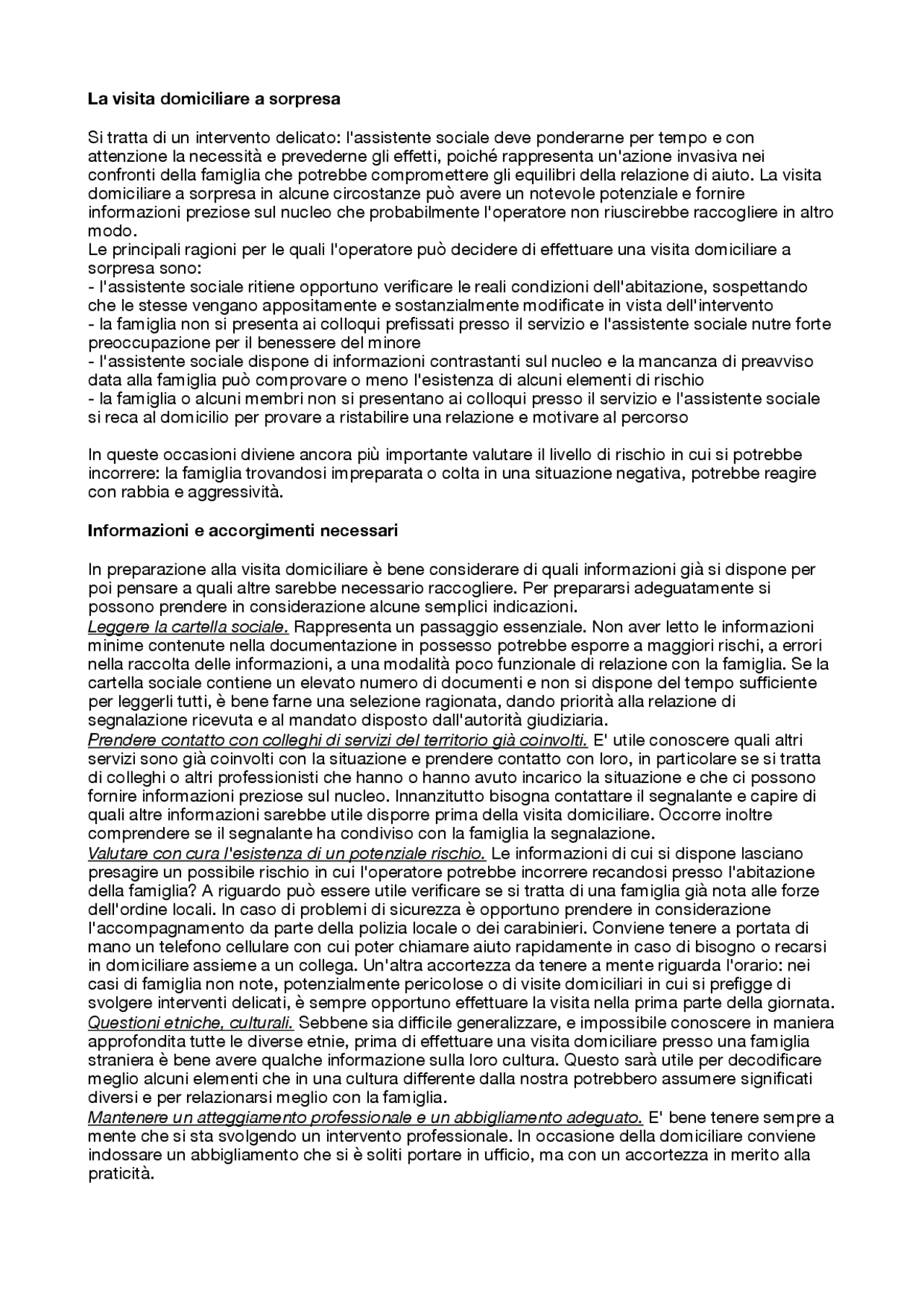 Appunti Visita Domiciliare Docsity