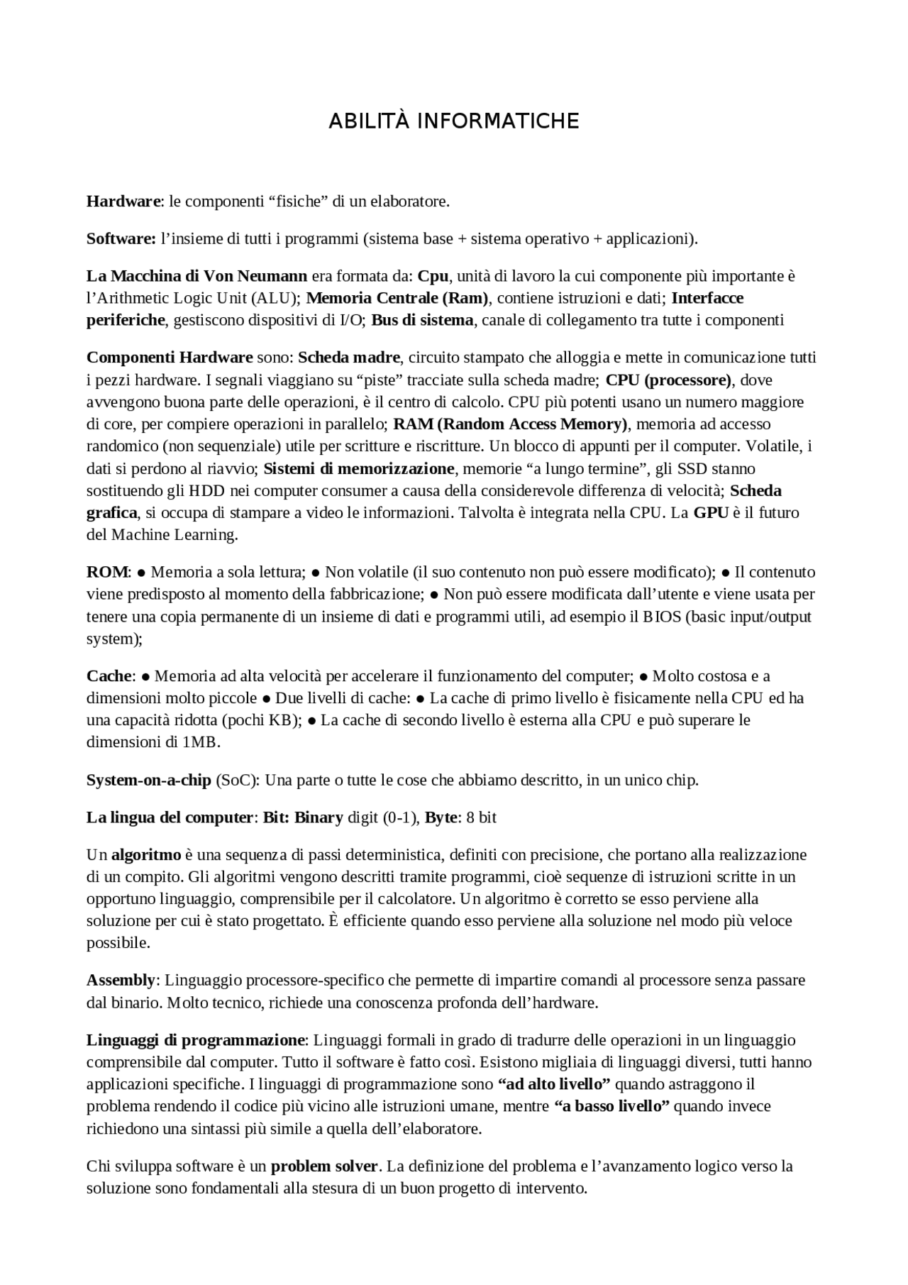Appunti E Slide Di Abilita Informatiche Docsity