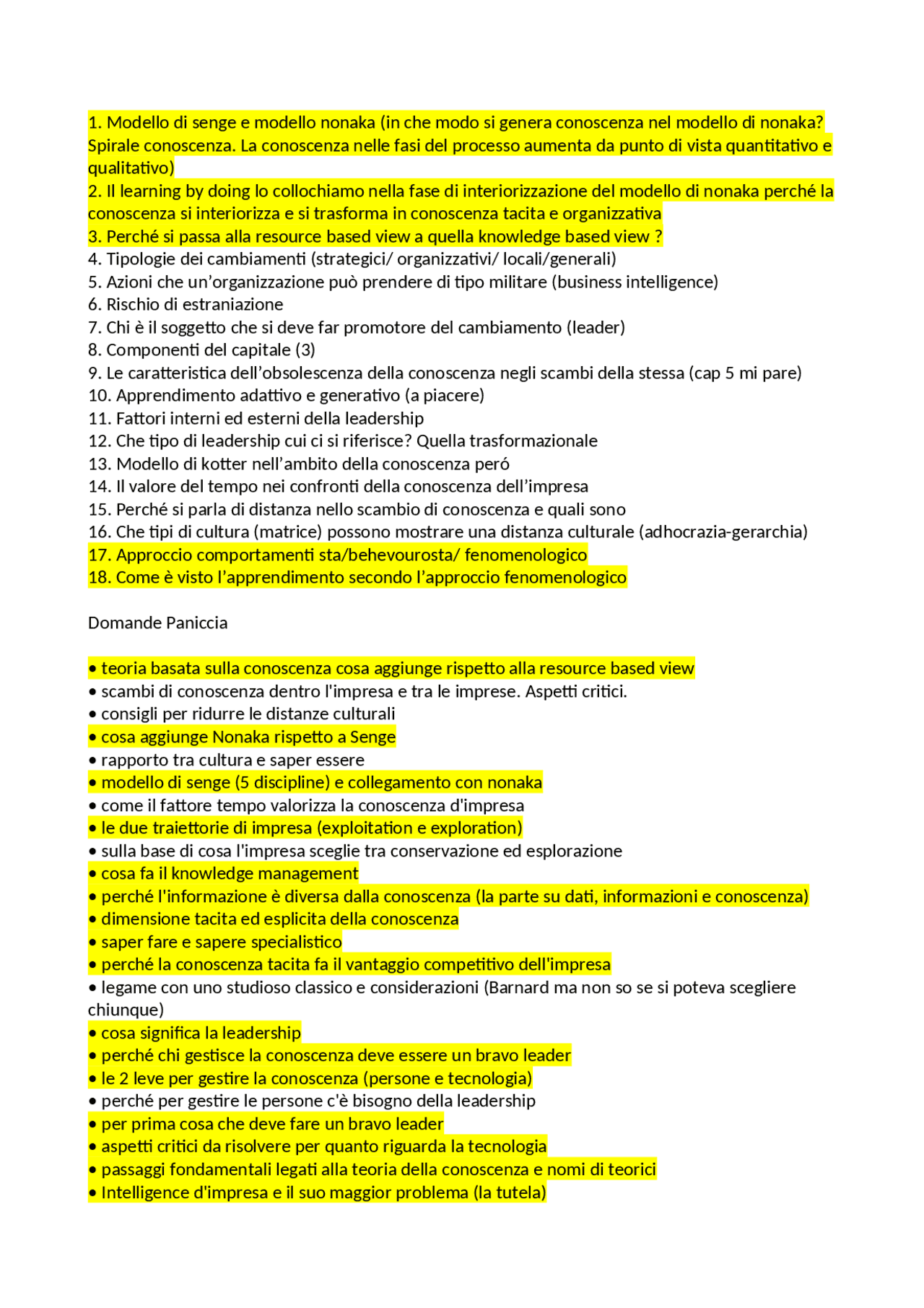 Domande Knowledge Management - Docsity