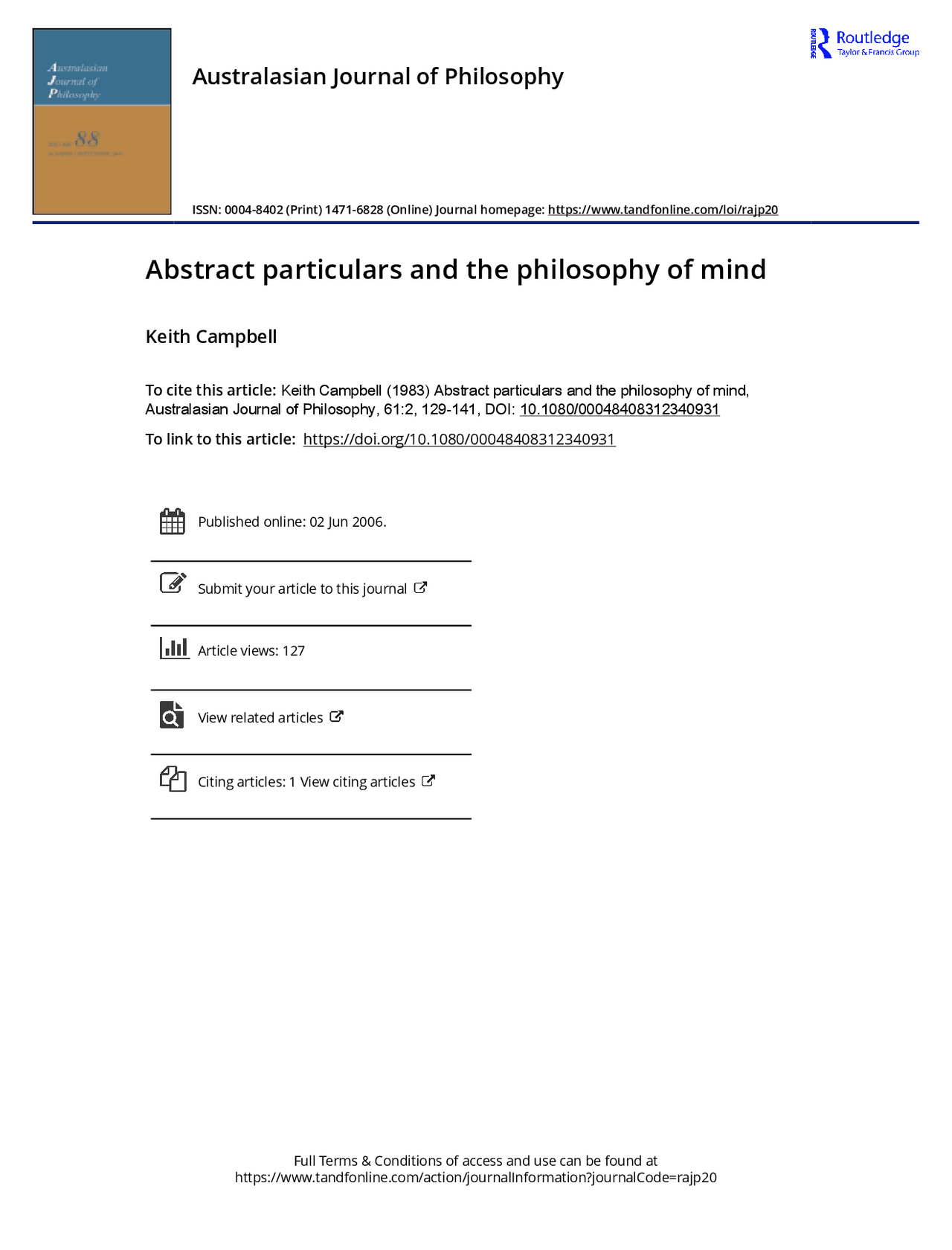 Abstract particulars and the philosophy of mind - Docsity