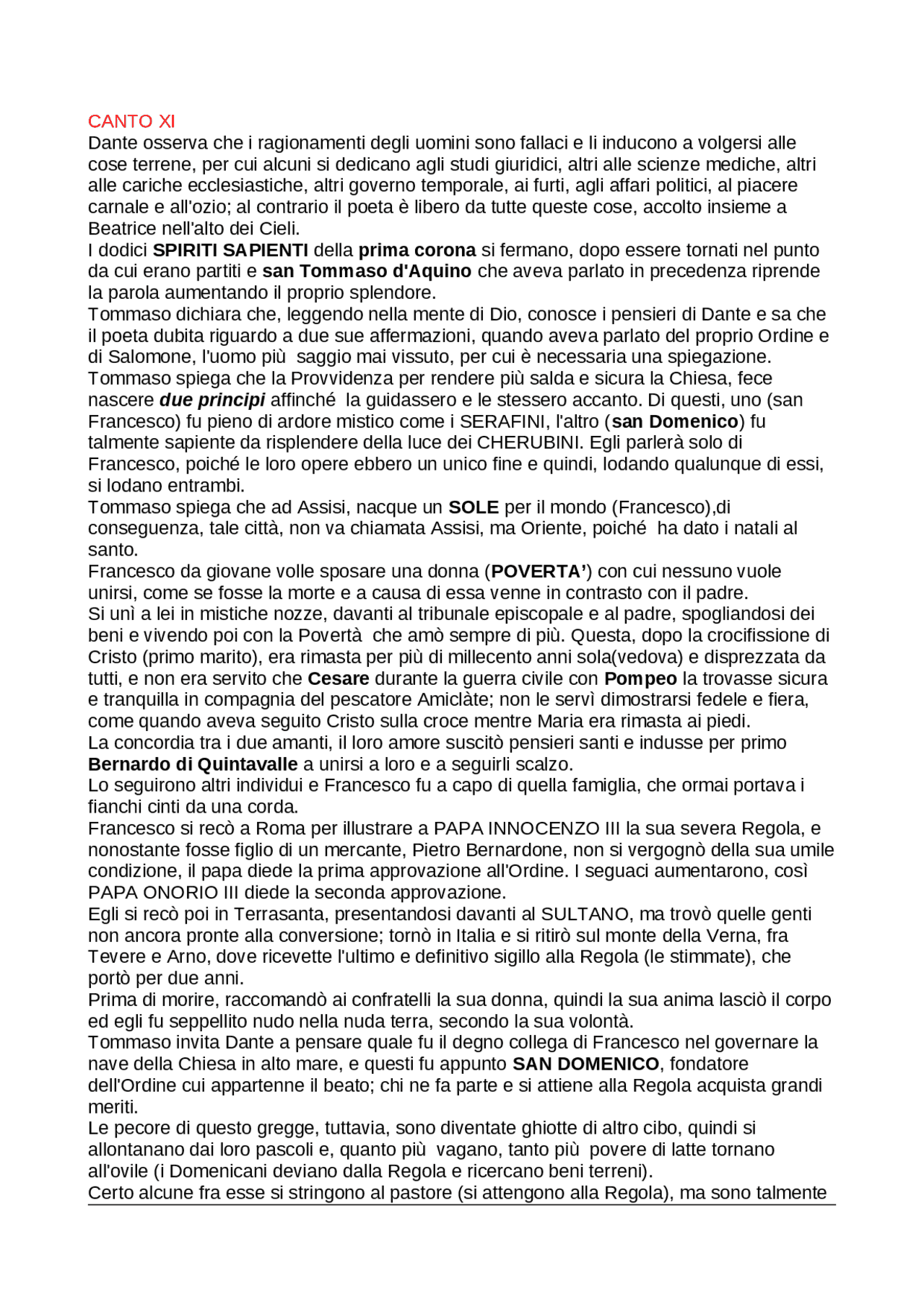 Canto Xi Paradisodante Docsity
