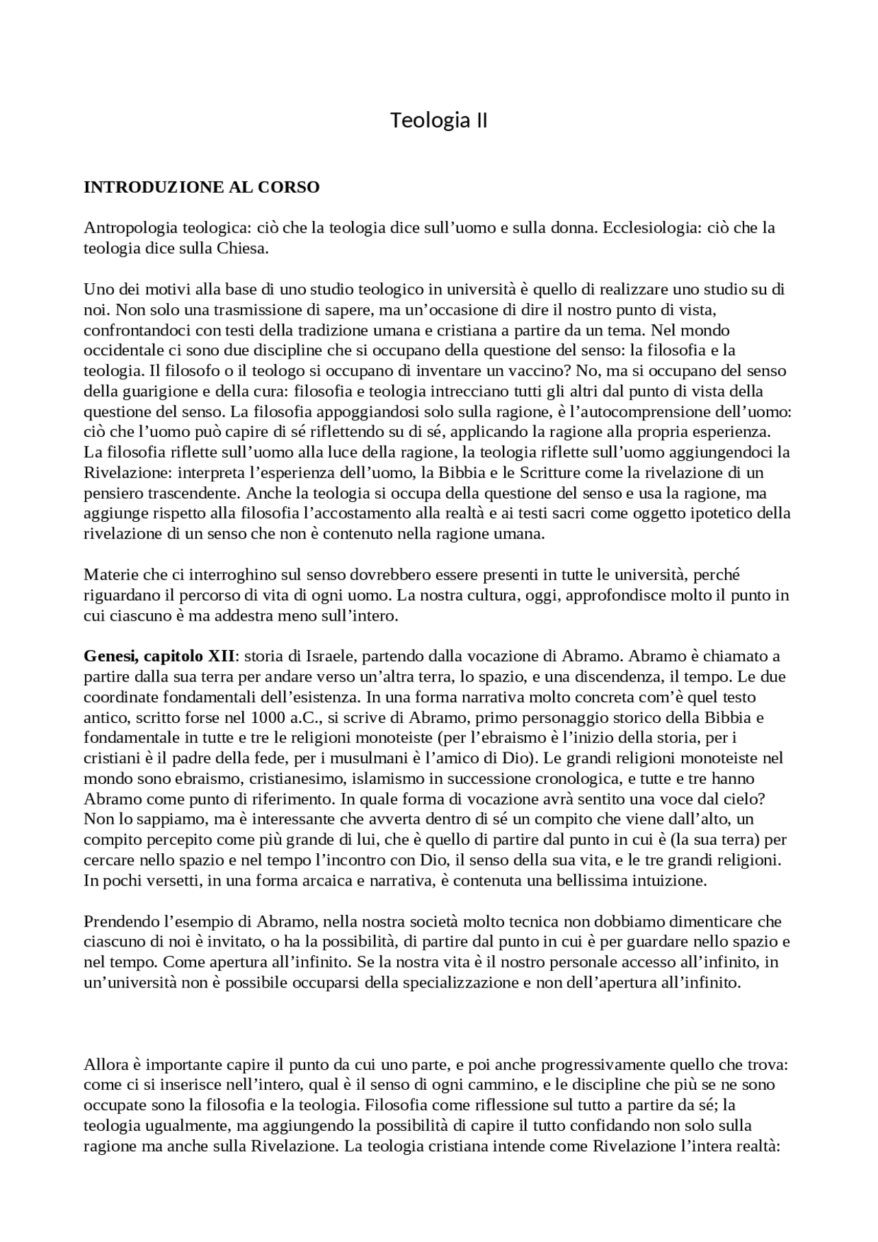 Appunti Di Teologia Ii Docsity