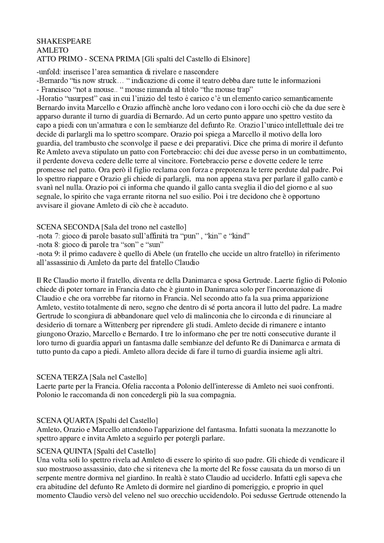 Analisi Dellopera Amleto Di Shakespeare Docsity
