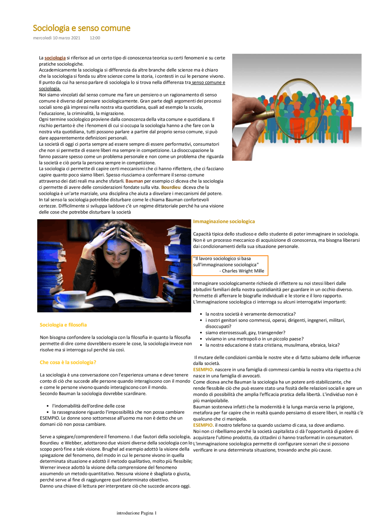 Introduzione Alla Sociologia Docsity