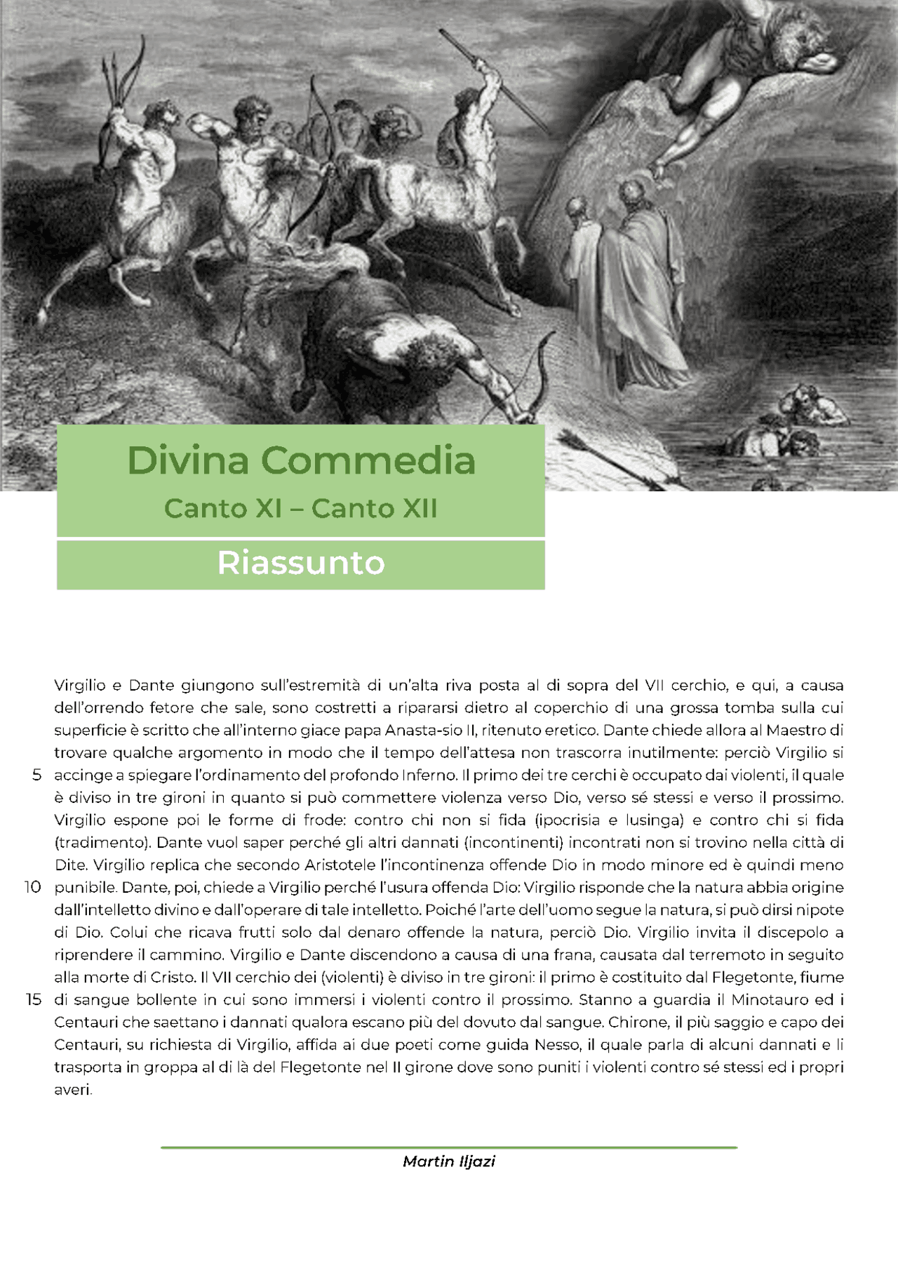 Canti Xi Xii Divina Commedia Inferno Docsity