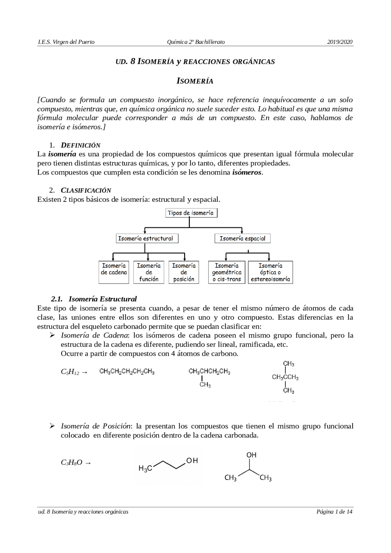 Isomeria Segundo De Bachillerato Docsity