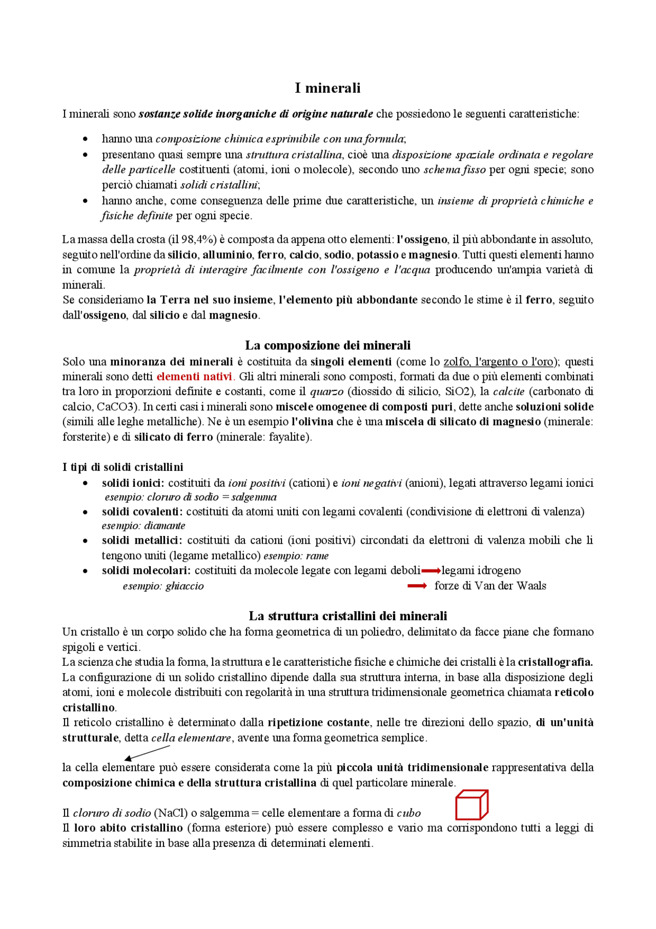 I Minerali E Le Loro Caratteristiche Docsity