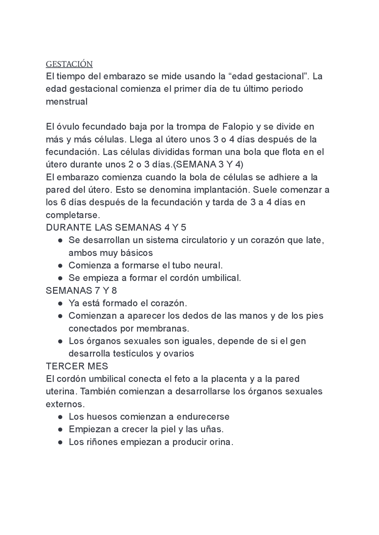 Apuntes Embriología Docsity
