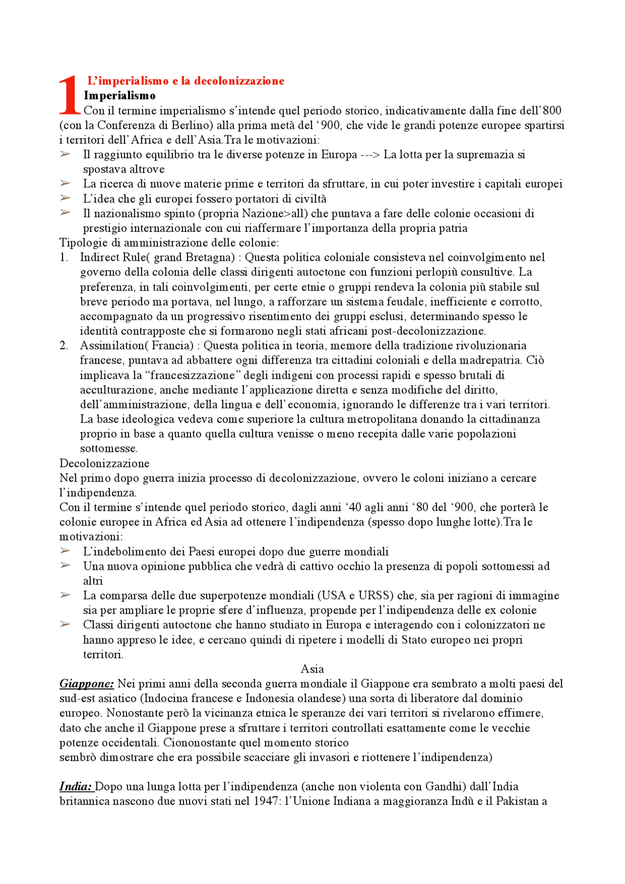 Appunti Di Storia Quinta Liceo Docsity