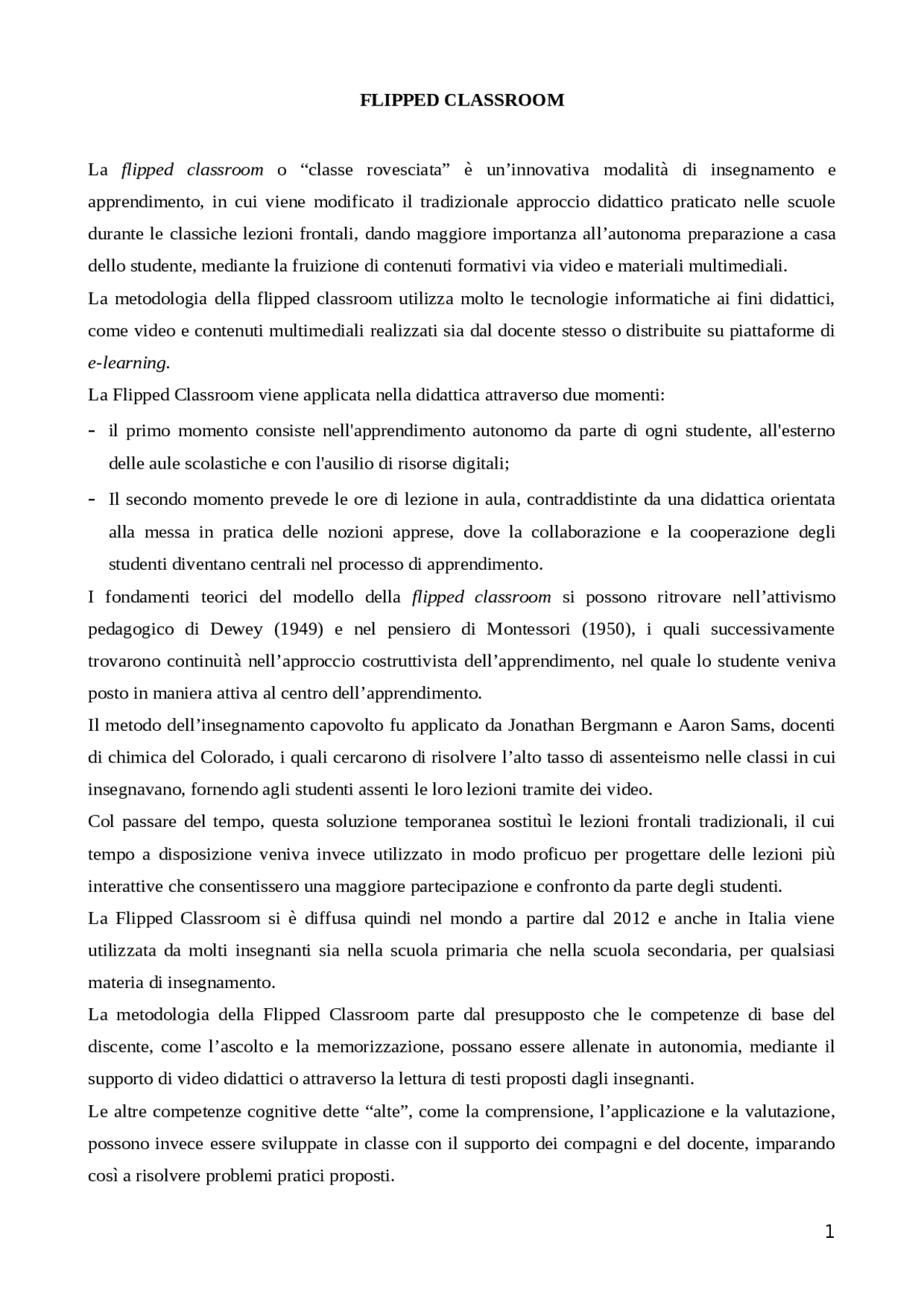 Flipped Classroom E Le Sue Caratteristiche Docsity