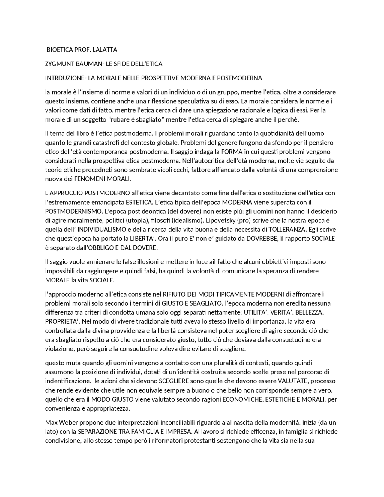 Bauman Le Sfide Delletica Riassunto Docsity