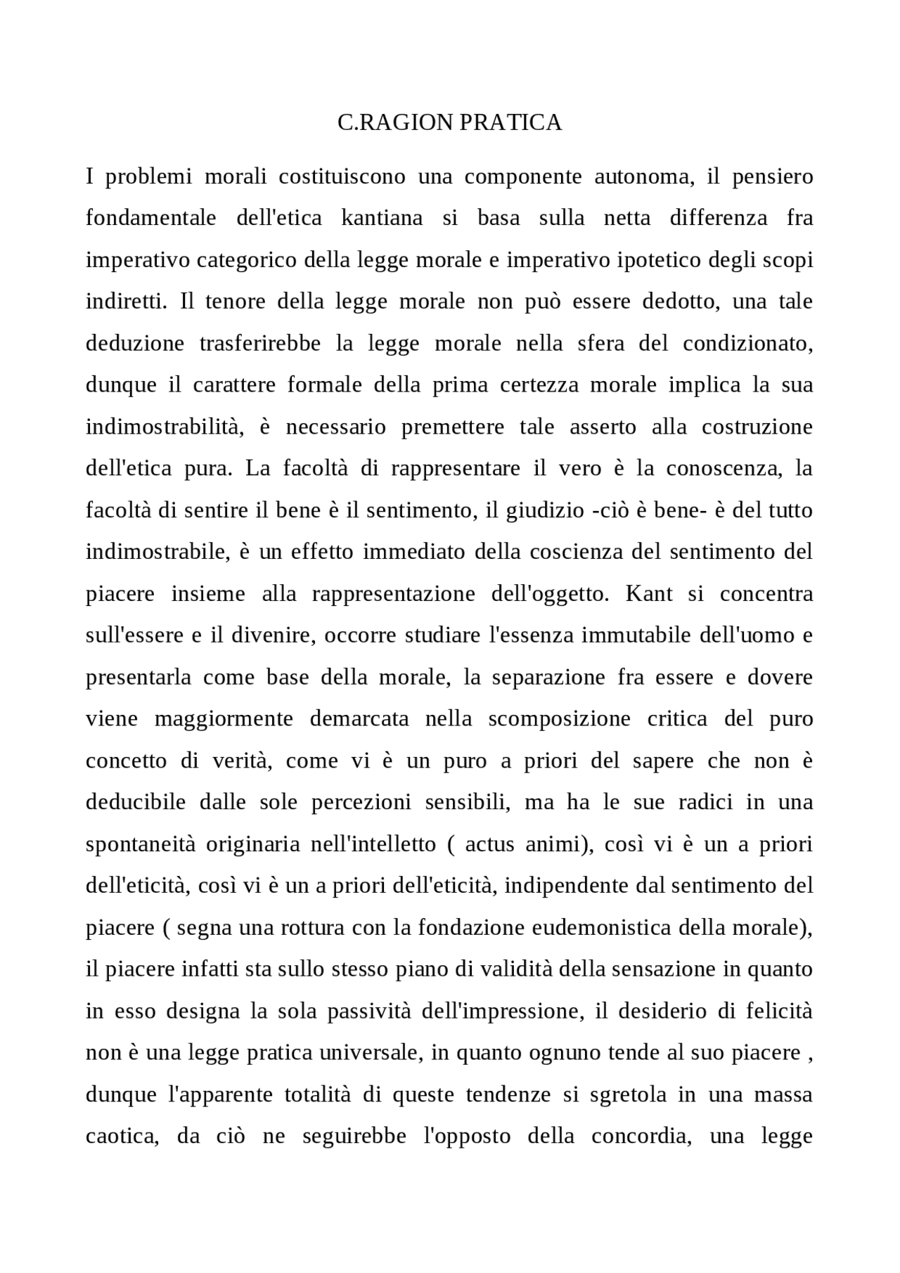 Libro Kant Critica Della Ragion Pratica Docsity