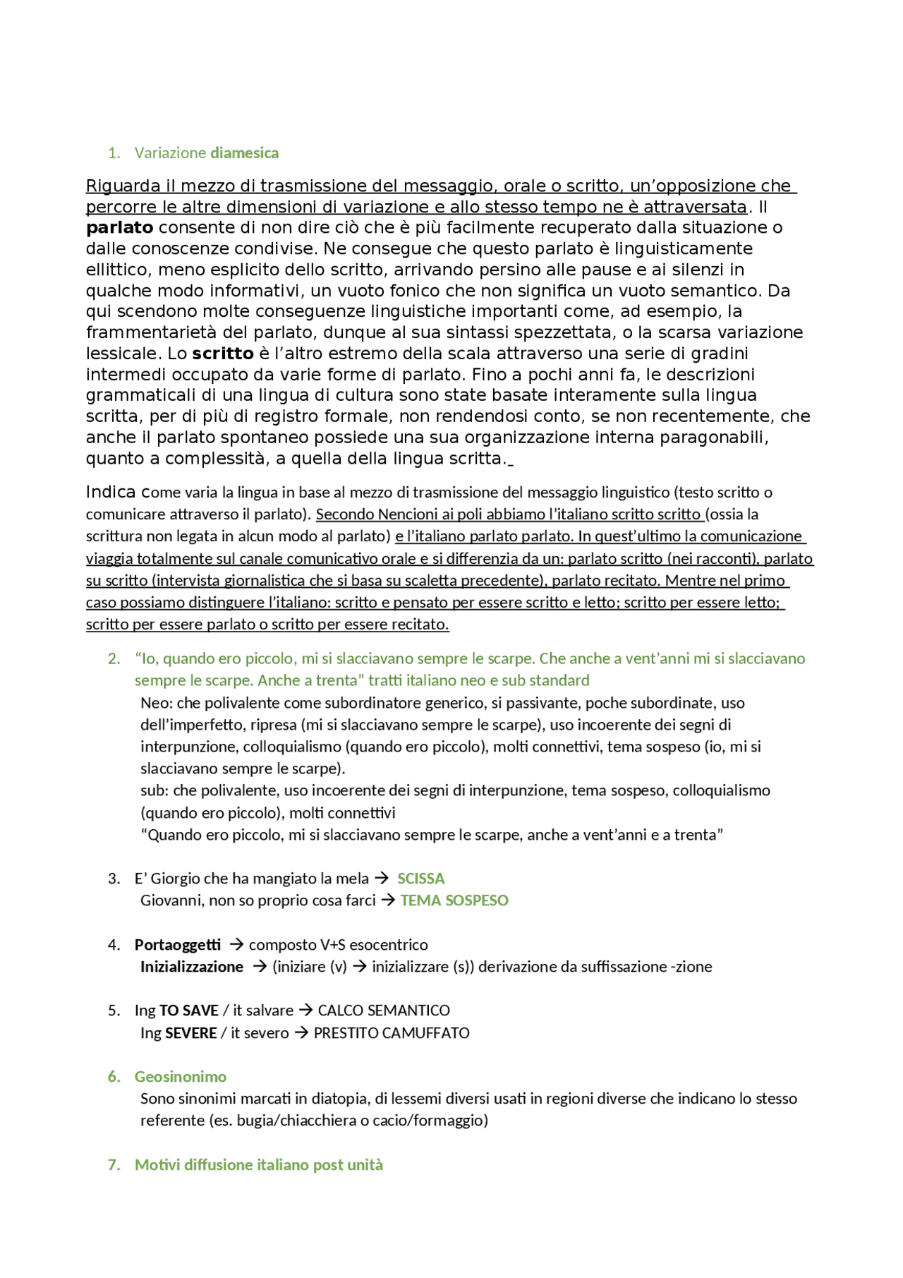 Domande Desame Linguistica I Anno Del I Semestre Docsity
