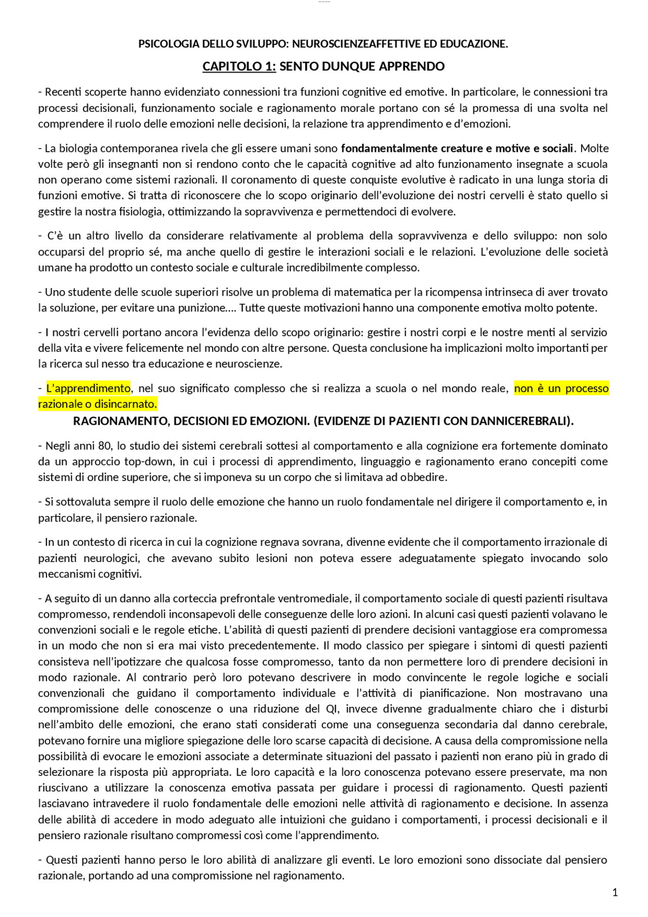 Riassunto Neuroscienze Docsity