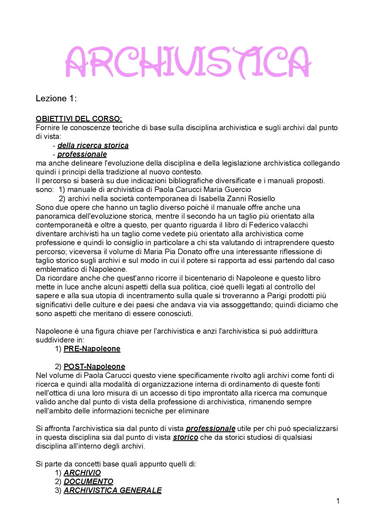 Archivistica Riassunto Completo Manuali Spiegazione Slide Docsity
