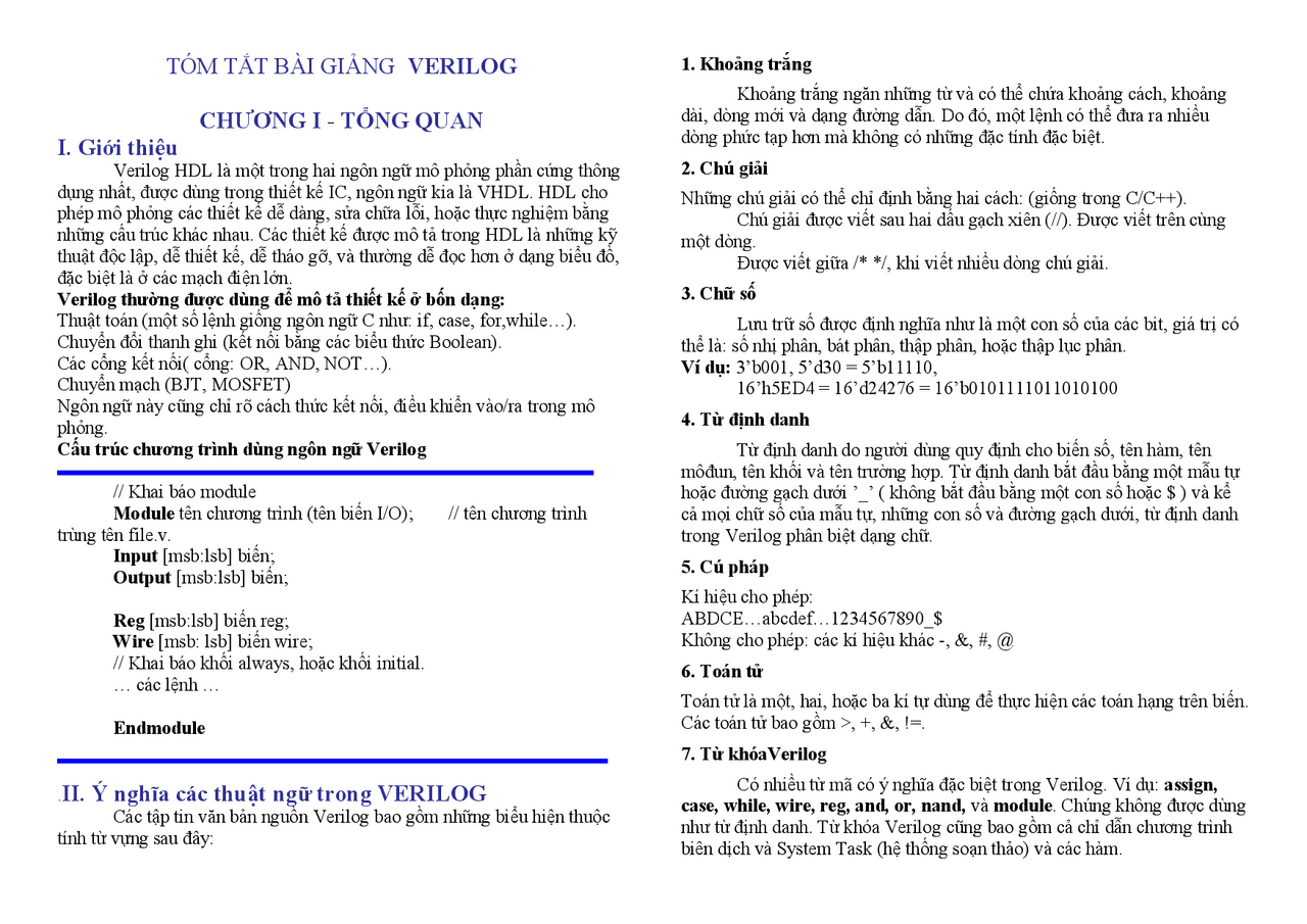 Verilog In Science Telecommunications Summaries Engineering Docsity