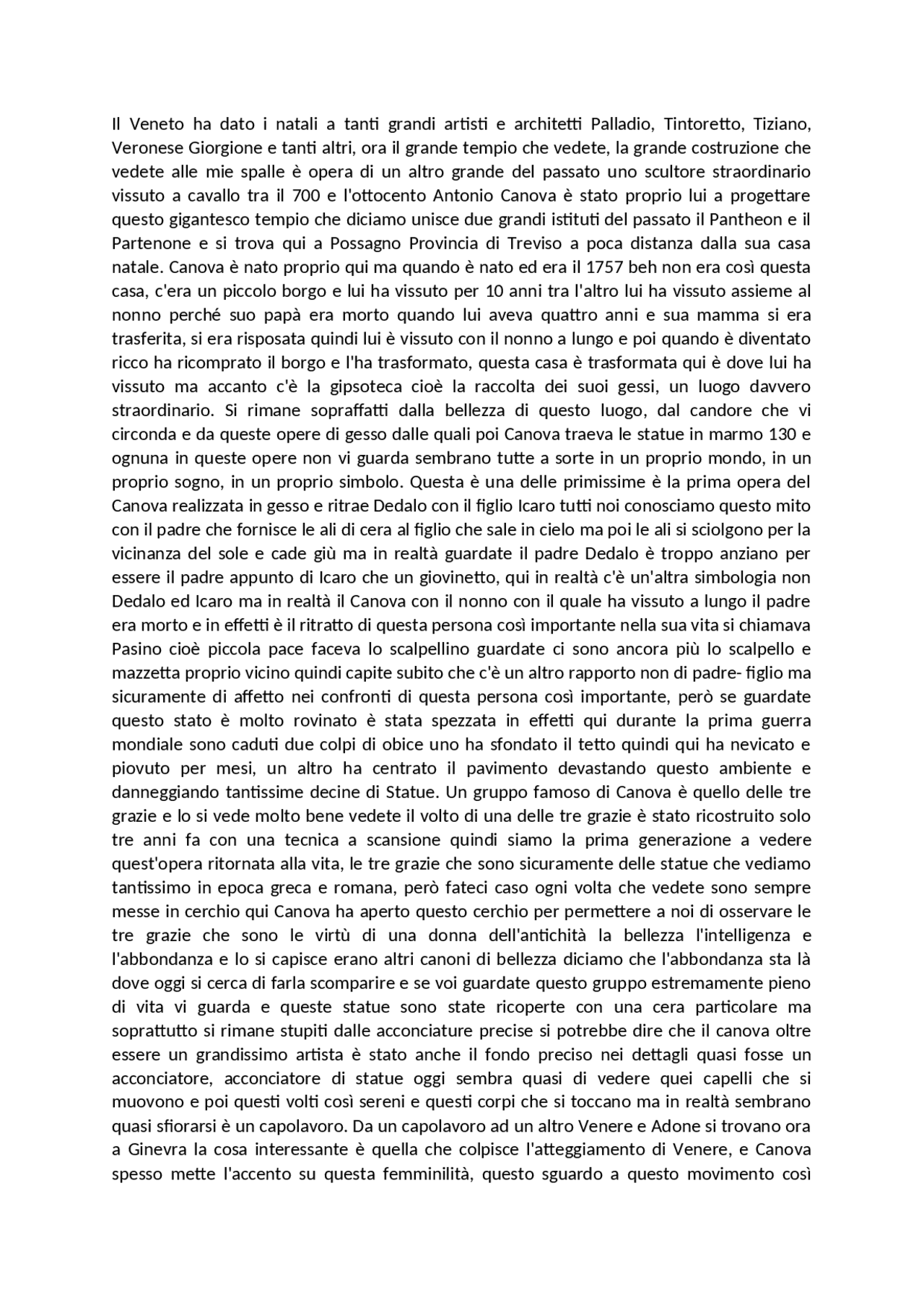 Riassunti Vita E Tecniche Canova Docsity
