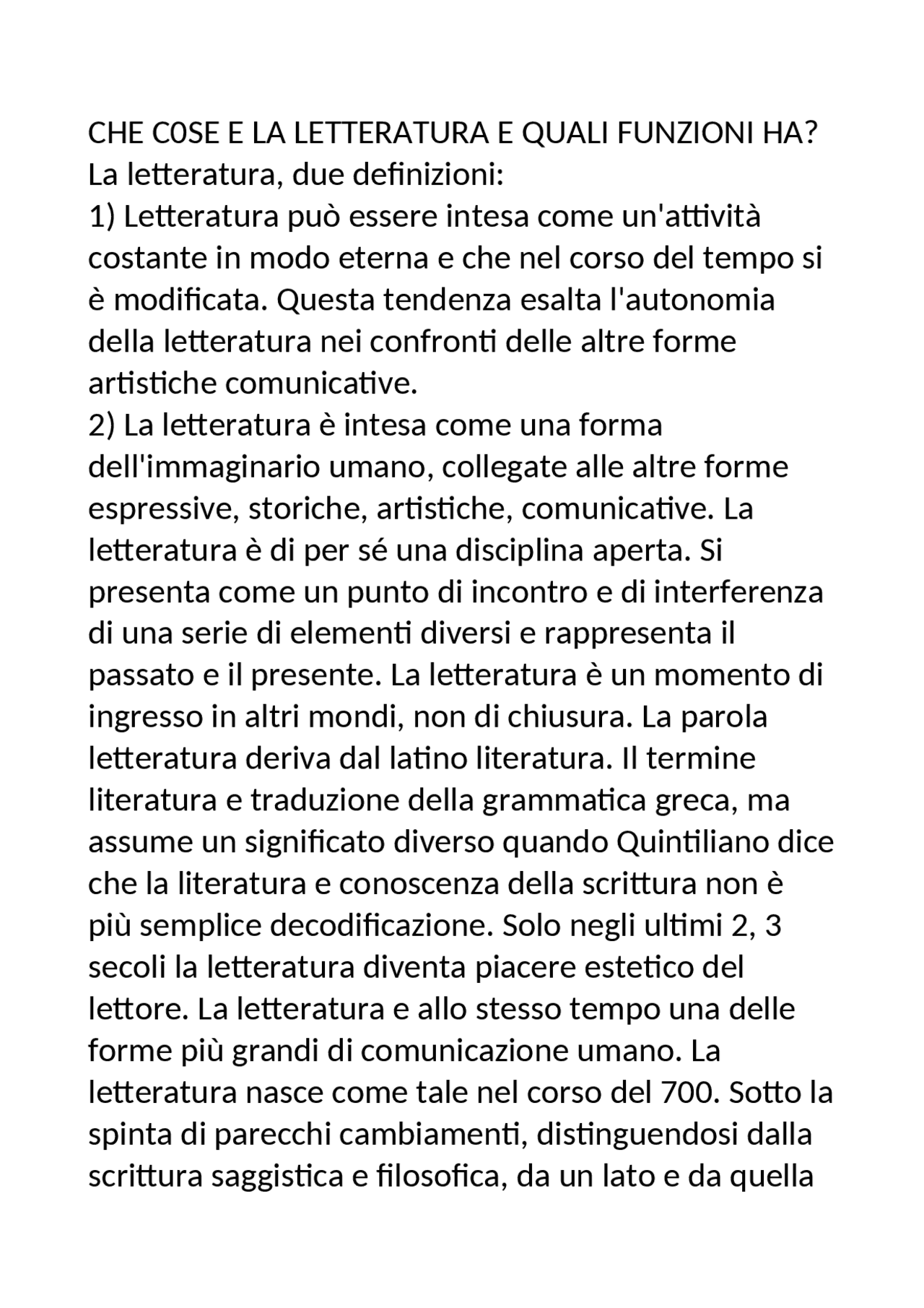 Letteratura Comparata Docsity