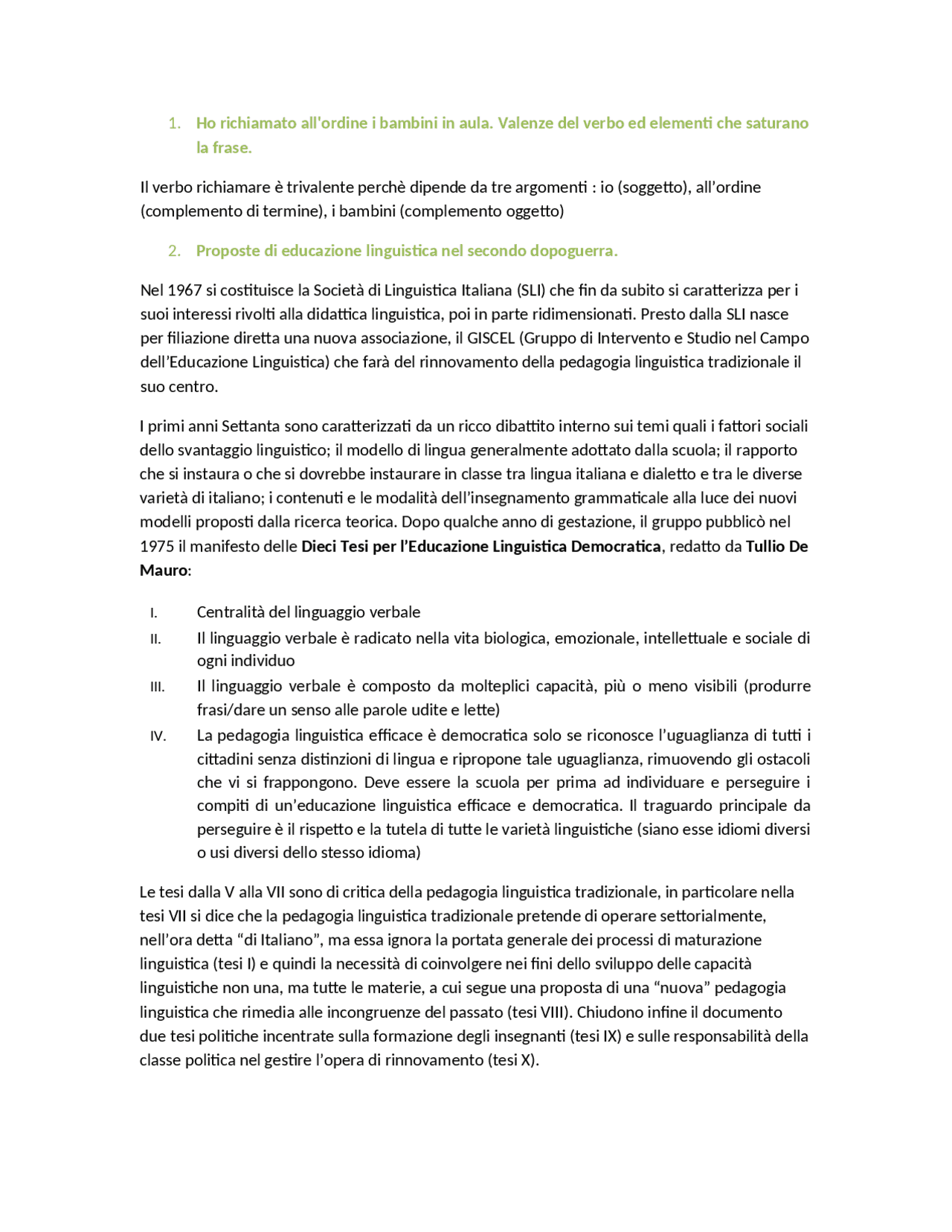 Domande Desame Linguistica I Anno Del I Semestre Docsity