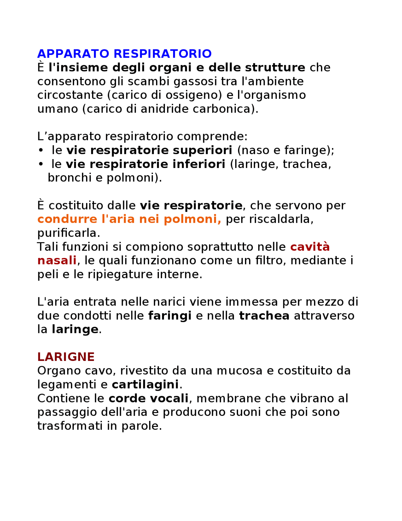 Apparato Respiratorio Docsity