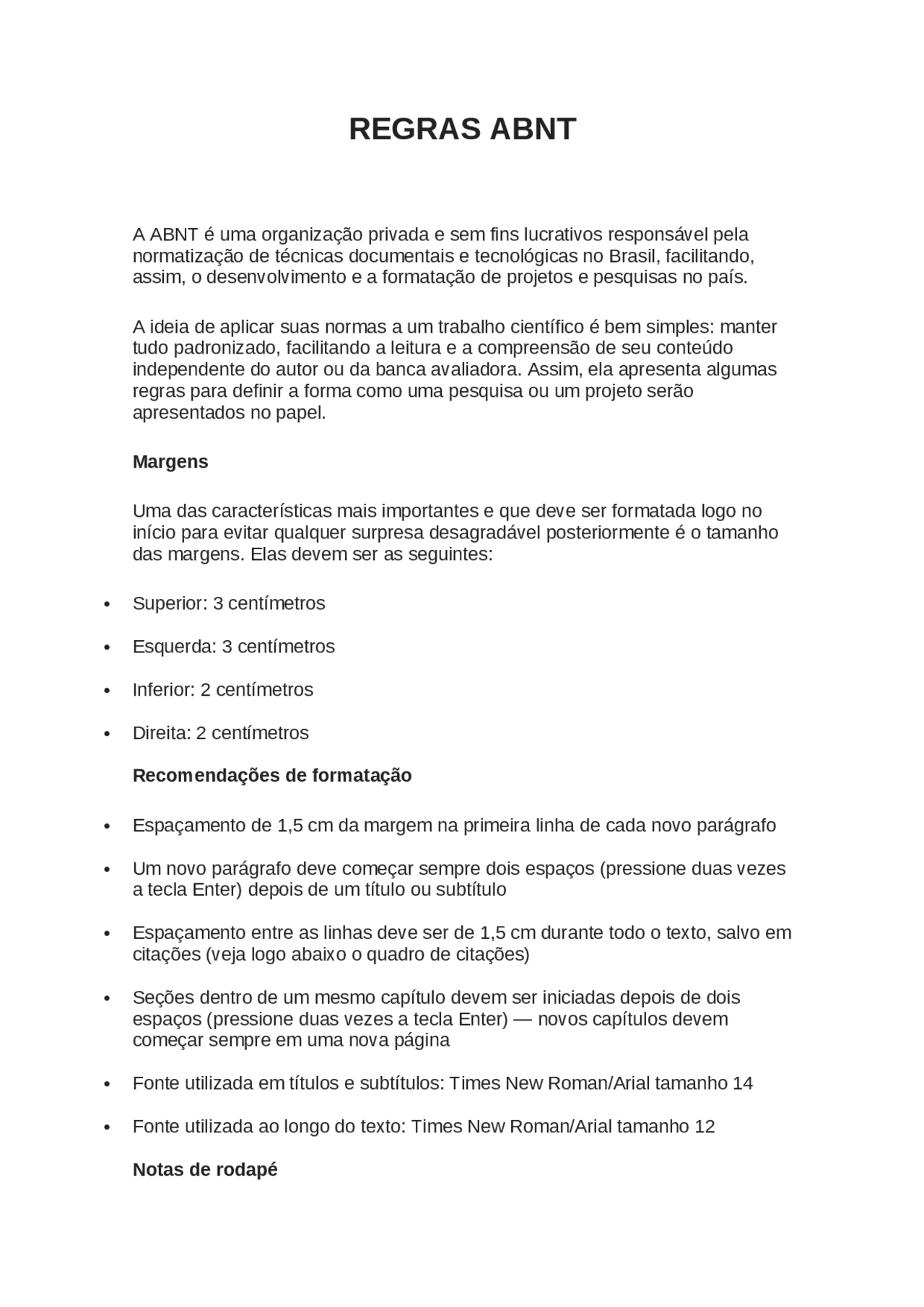 Resemo Das Regras Abnt Docsity
